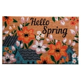 Coir Door Mat Flowers & Houses "Hello Spring" - Walmart.com