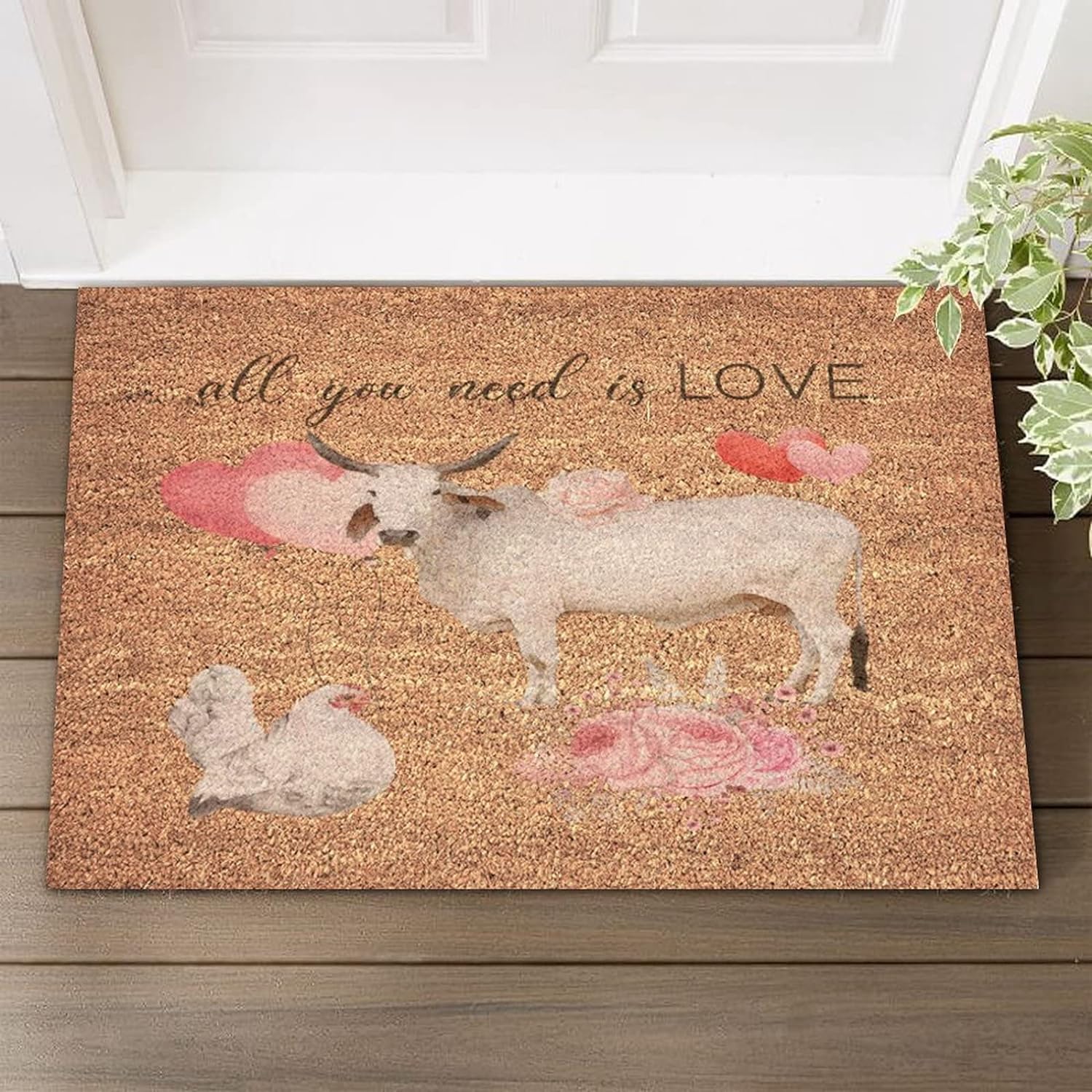 Coir Doormat All You Need is Love Frontdoor Doormat Outside 18"x30 ...