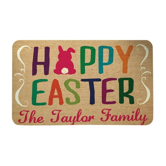 Coir Doormat with Rabbit and Carrot Print Rectangular Entryway Rug ...