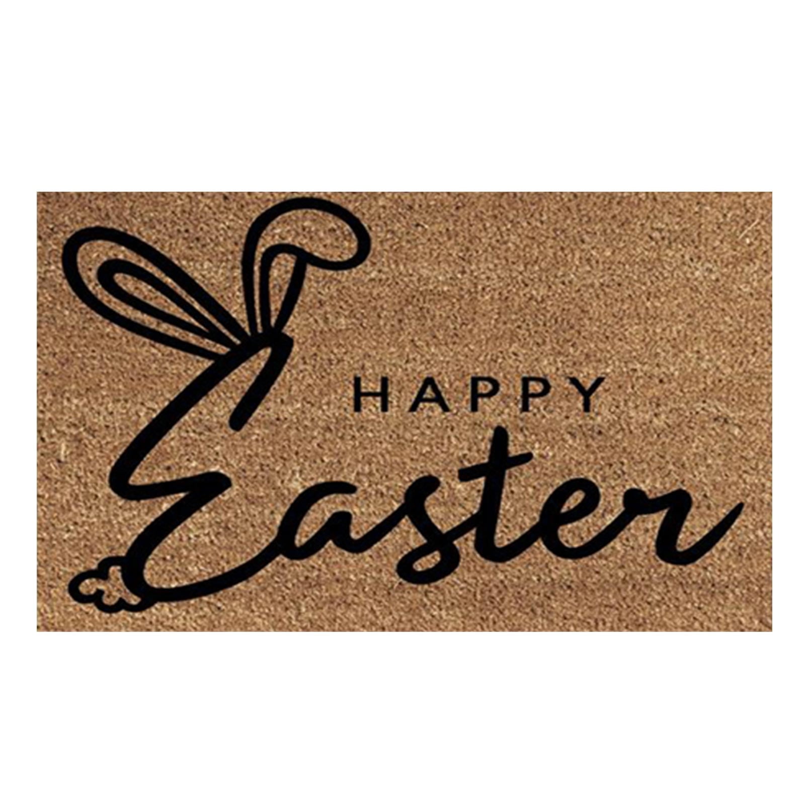 Coir Easter Outdoor Door Mat Cute Bunny Pattern Front Porch Welcome Mat ...