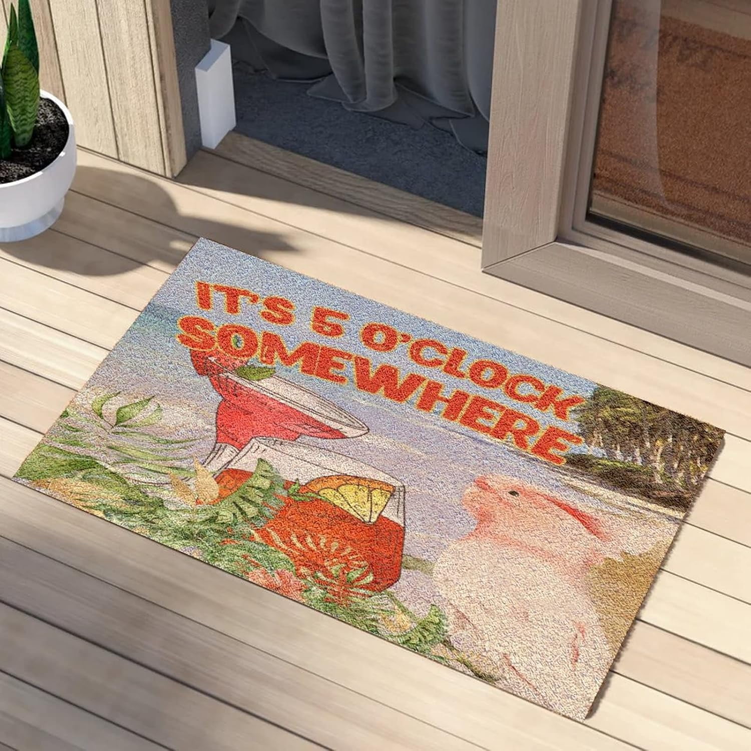 Coir Entry Mat It's Five O'clock Somewhere Doormat Outdoor Entrance Low ...