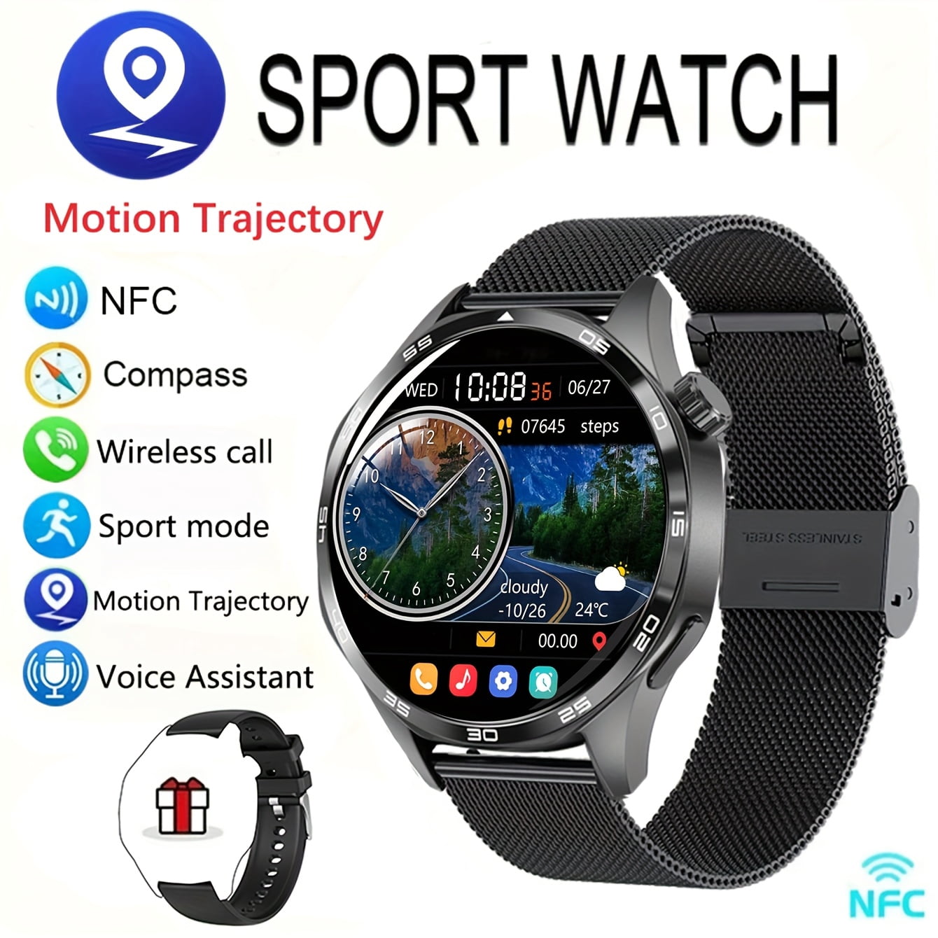 Coiseshop Men'S Smart Watch GT5PRO Wireless Call, Digital Display ...