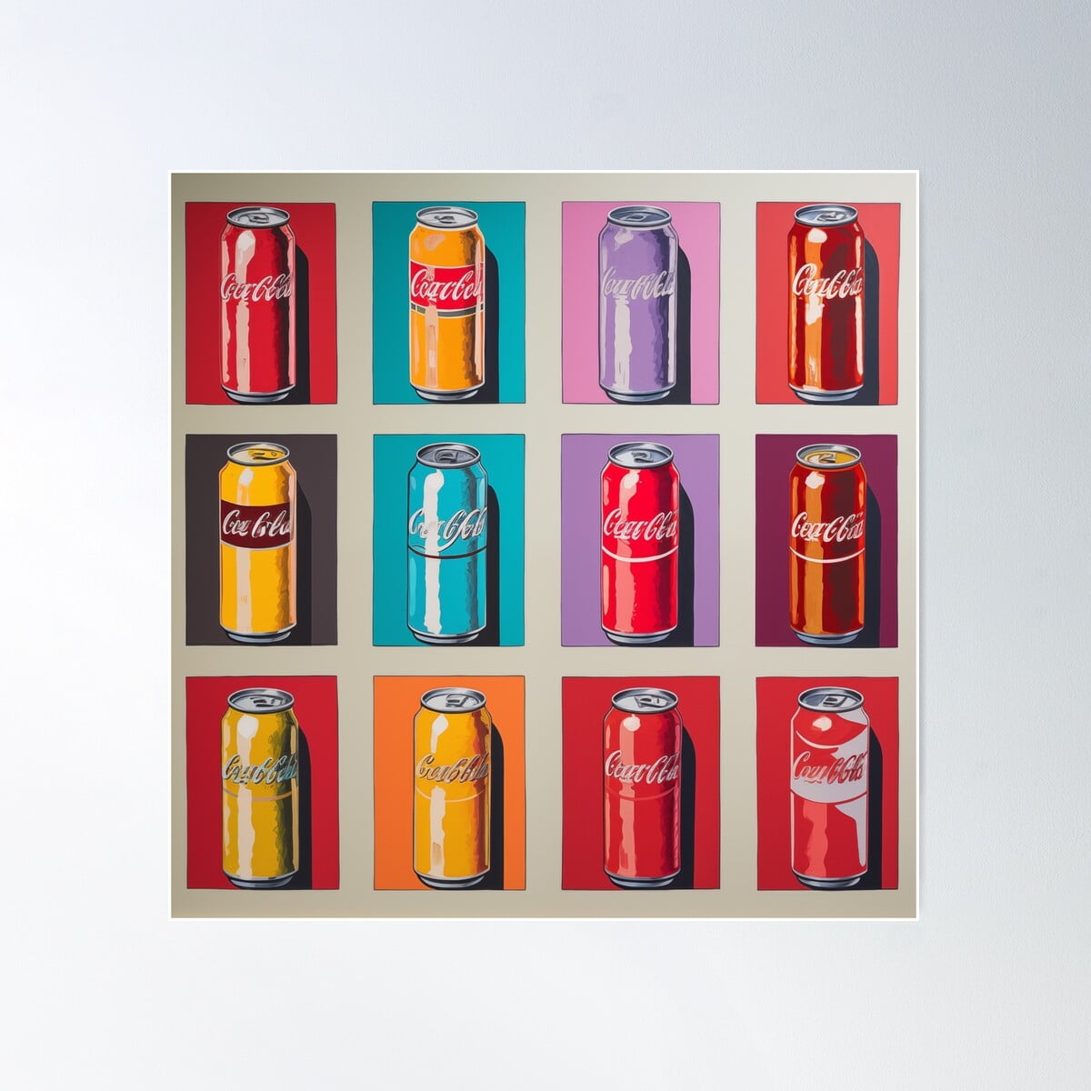 Coke Cans Warhol Style Poster Wall Art, Modern Wall Decor For Living ...