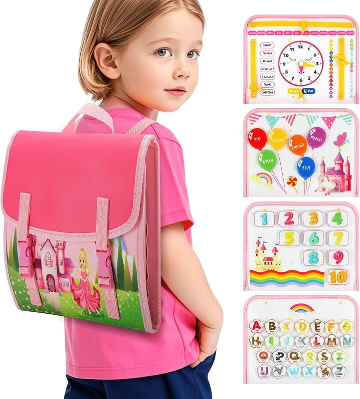 Cokouchyi Toddler Busy Board Backpack Travel, Montessori Toys for 1-4 ...