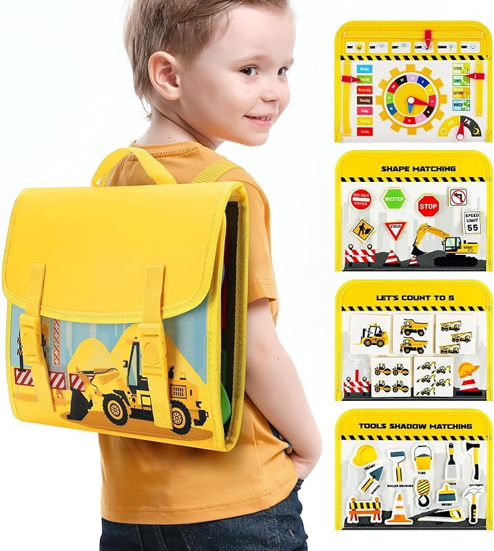 Cokouchyi Toddler Busy Board Backpack Travel, Montessori Toys for 1-4 ...