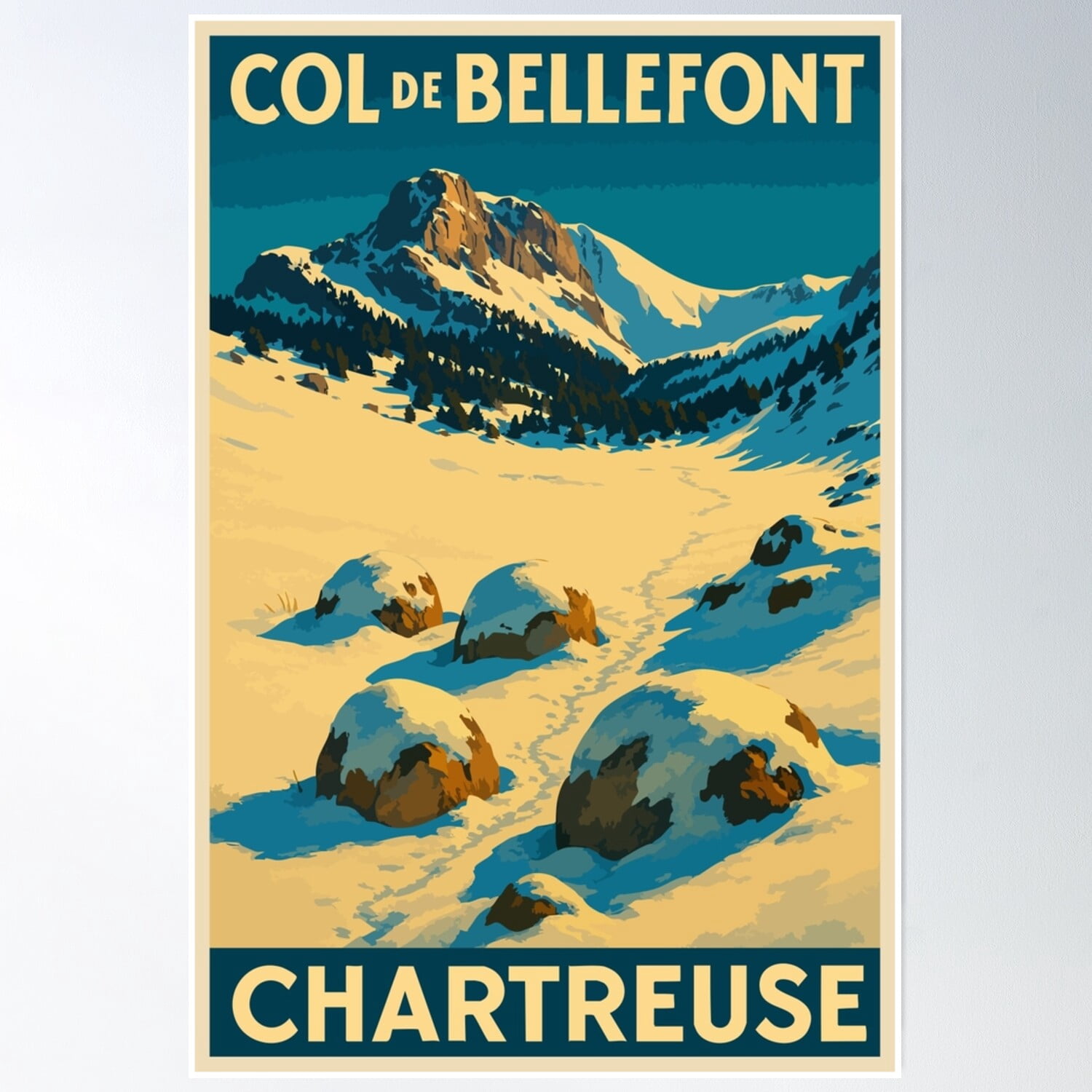 Col De Bellefont - Vintage Chartreuse Mountain Poster Wall Art, Modern ...