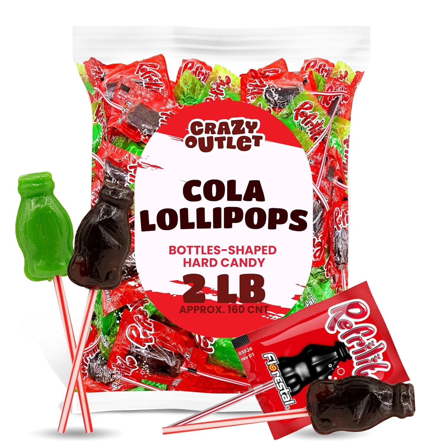 Christmas Candy - Cola Bottles-Shaped Lollipops, Cola Flavor in Green ...
