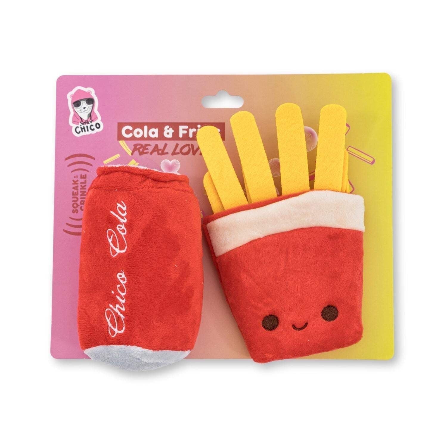Cola & Fries Plush Dog Toy Gift Set – with Squeaker & Crinkle Paper ...