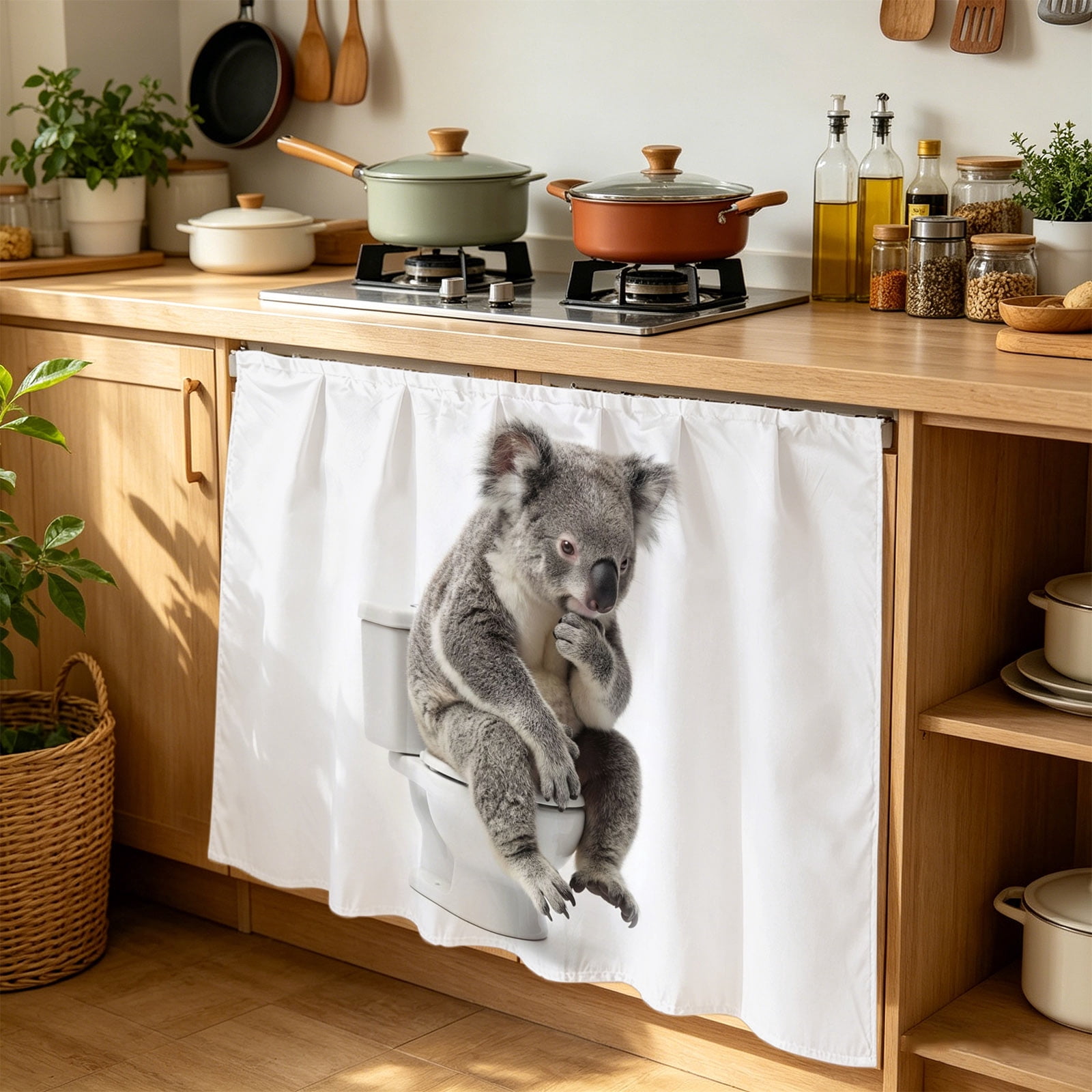Cola Sitting on The Toilet Thinking Cabinet Curtains 35" W x 35" L ...