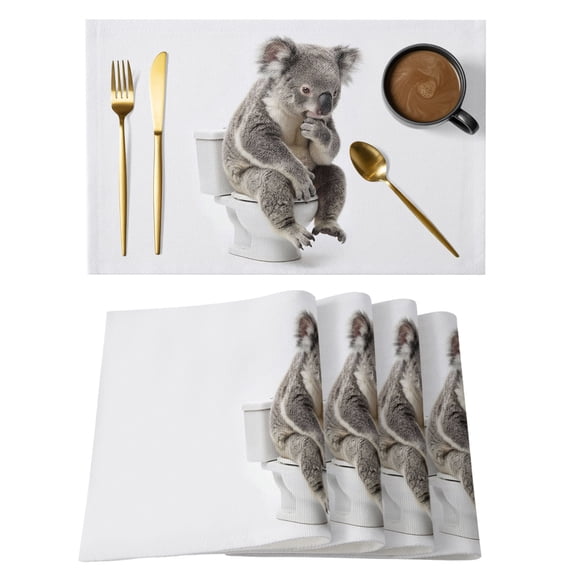 Cola Sitting on The Toilet Thinking Cotton Linen Placemats Set of 12 ...