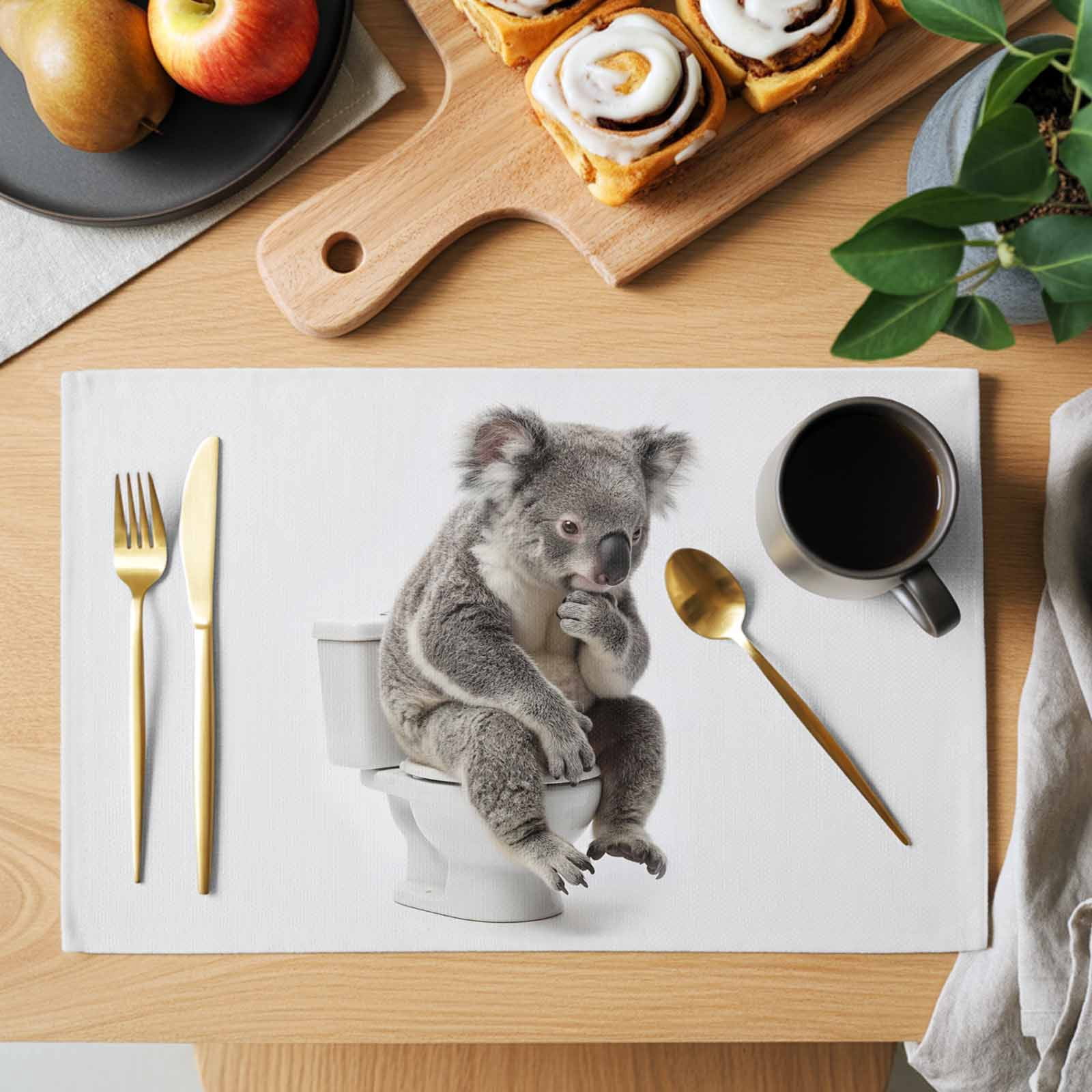 Cola Sitting on The Toilet Thinking Placemats Set of 8, Abstract Funny ...