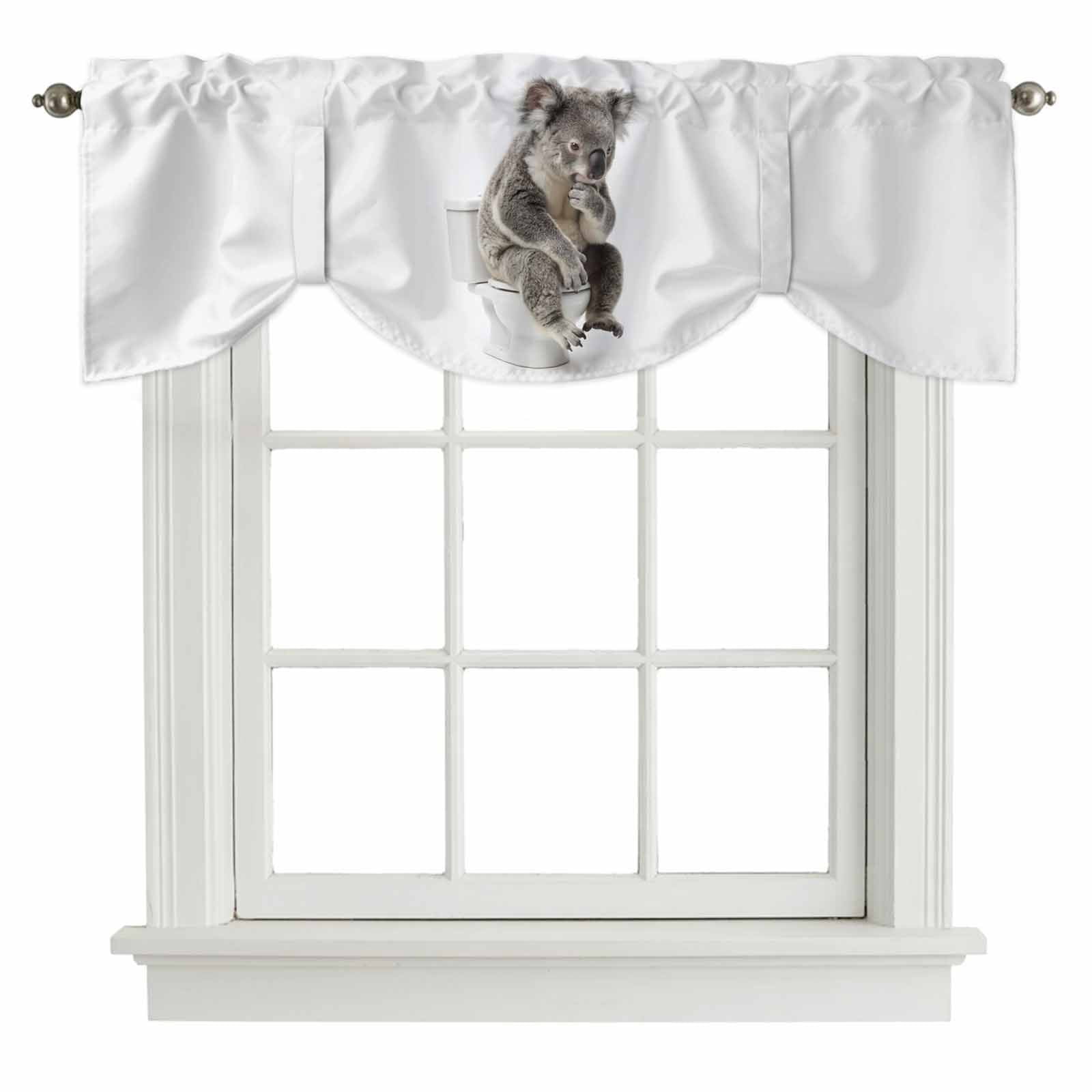Cola Sitting on The Toilet Thinking Tie Up Valance Curtains Abstract ...