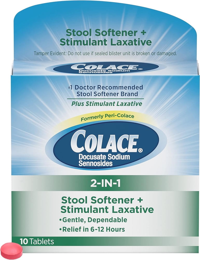 Colace 2 IN 1 Stool Softener and Stimulant Laxative Tablets, 10 Ea , 6 ...
