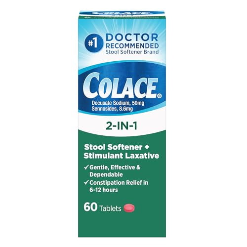Colace 2-In-1 Stool Softener Plus Stimulant Laxative for Gentle ...