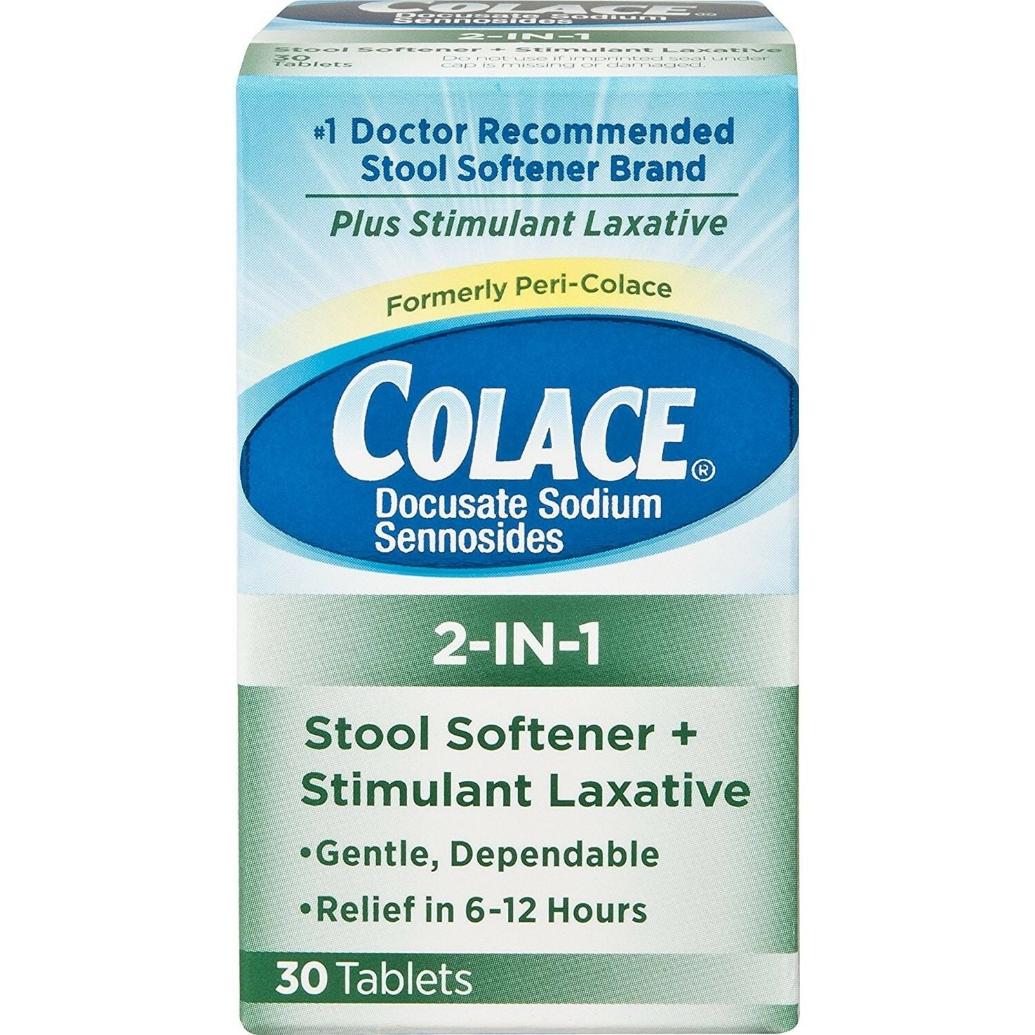 Colace 2-in-1 Stool Softener & Stimulant Laxative Tablets, 30-Count ...