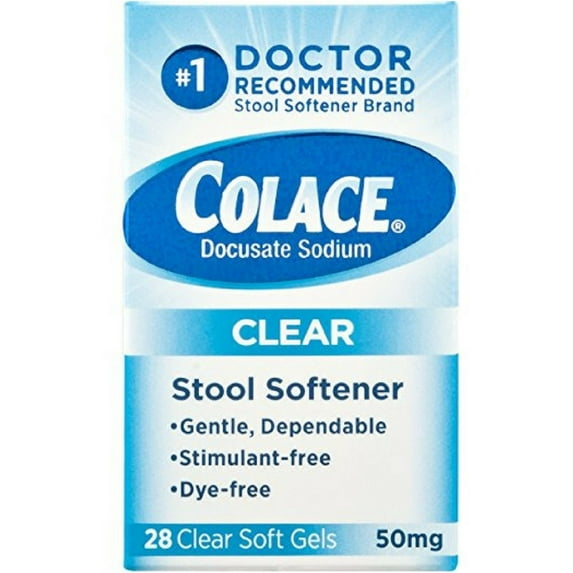 Colace Clear Stool Softener, Docusate Sodium 50mg, Dye-Free Soft Gels ...