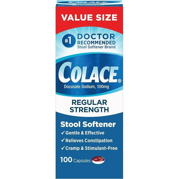 Colace Regular Strength Stool Softener Laxative Pills, 100ct - Walmart.com