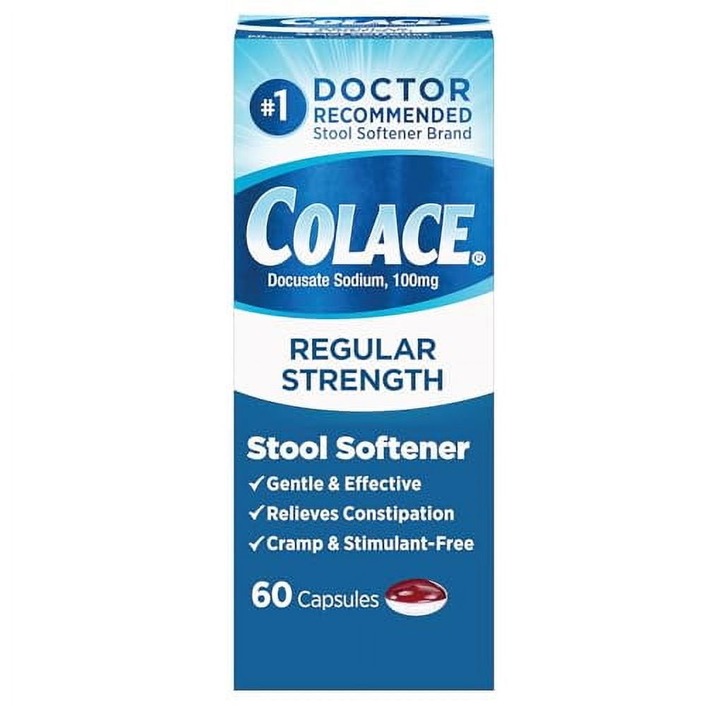 Colace Regular Strength Stool Softener 100 mg Capsules 60 Count ...