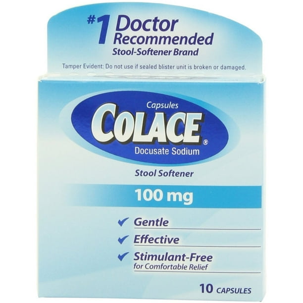 Colace Stool Softener 100 mg Capsules 10 ea (Pack of 6) - Walmart ...