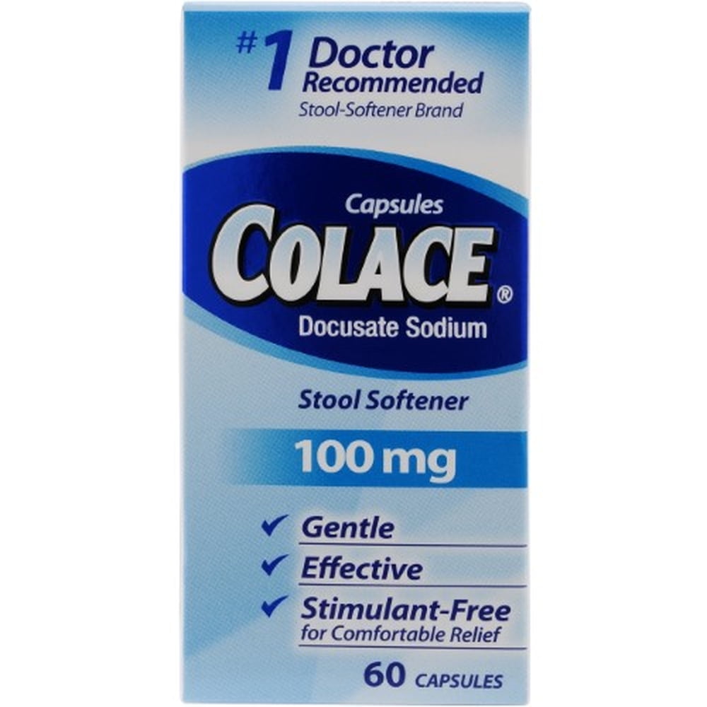 Colace Docusate Sodium Regular Strength Stool Softener Capsules (Pack ...