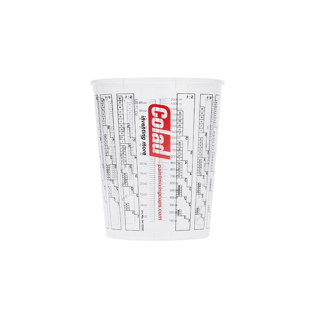 Colad Disposable Clear Solvent Resistant Paint Cups with Printed Mixing ...
