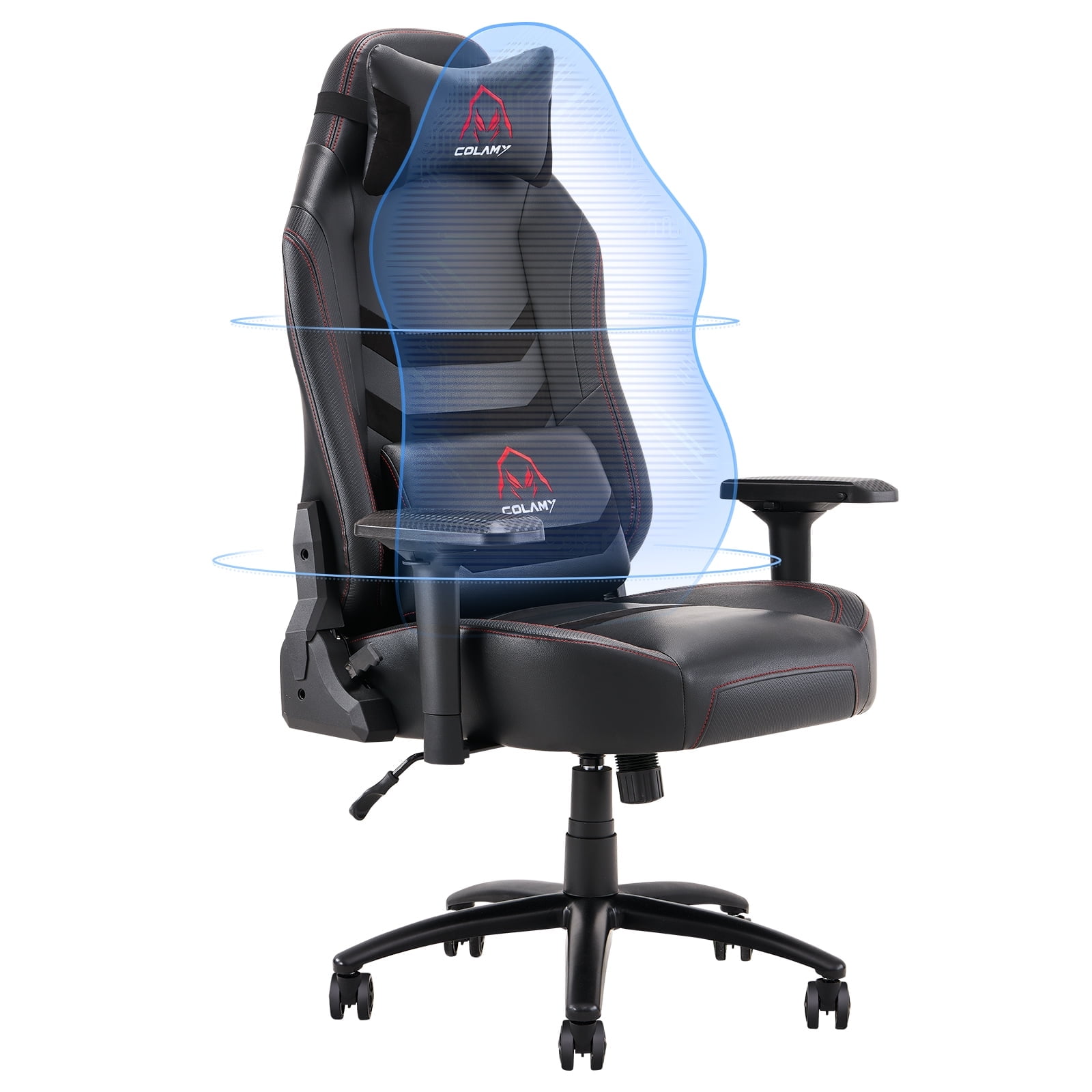Colamy Big and Tall Leather 400lbs-Racing Computer Reclining Gamer ...