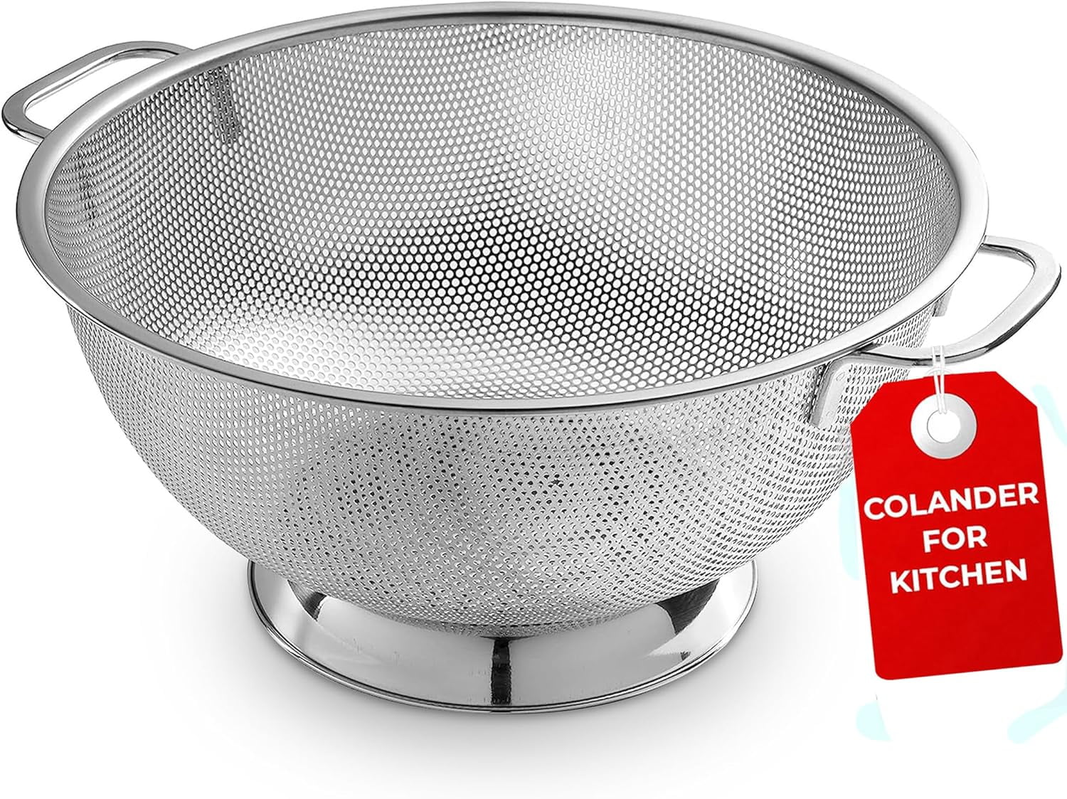 Colander for Kitchen – 5 Qt Stainless Steel Strainer with Handle - 18/8 Pasta Strainer Bowl for ...