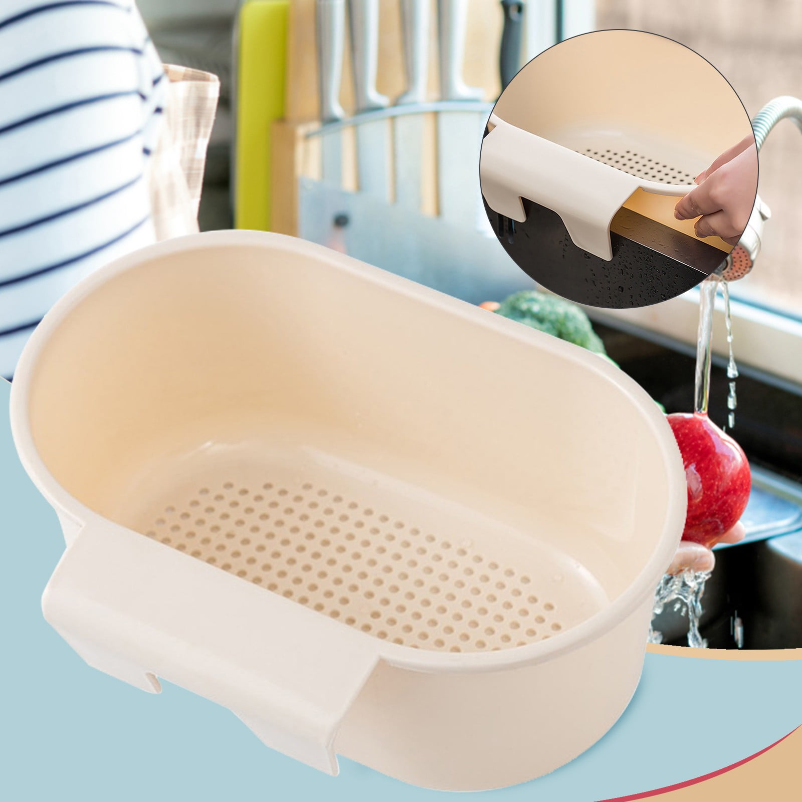 Colander for Kitchen, Fruit Washing Bowl with Drain Lid & Tray ...