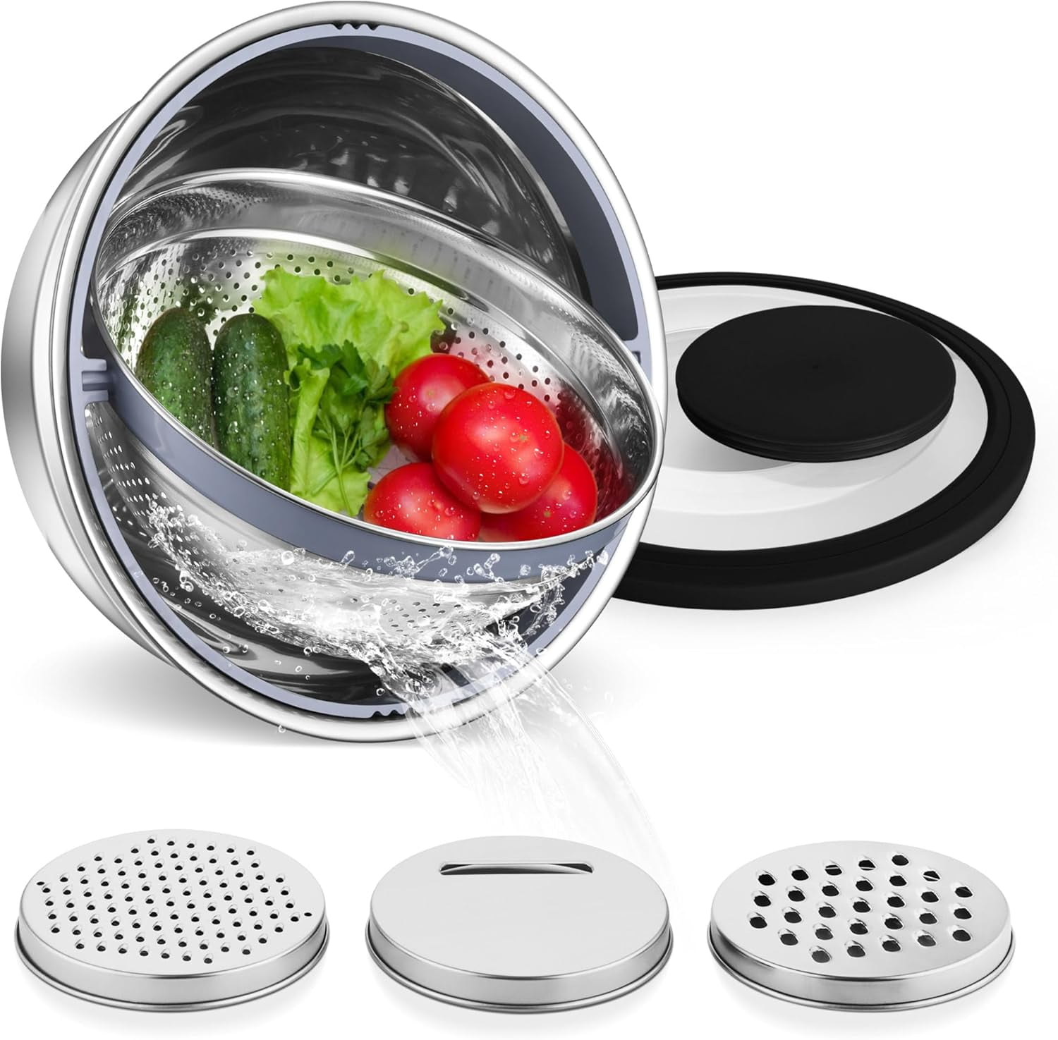 Colander with Mixing Bowl Set, 4-1 Stainless Steel Colander Strainers ...