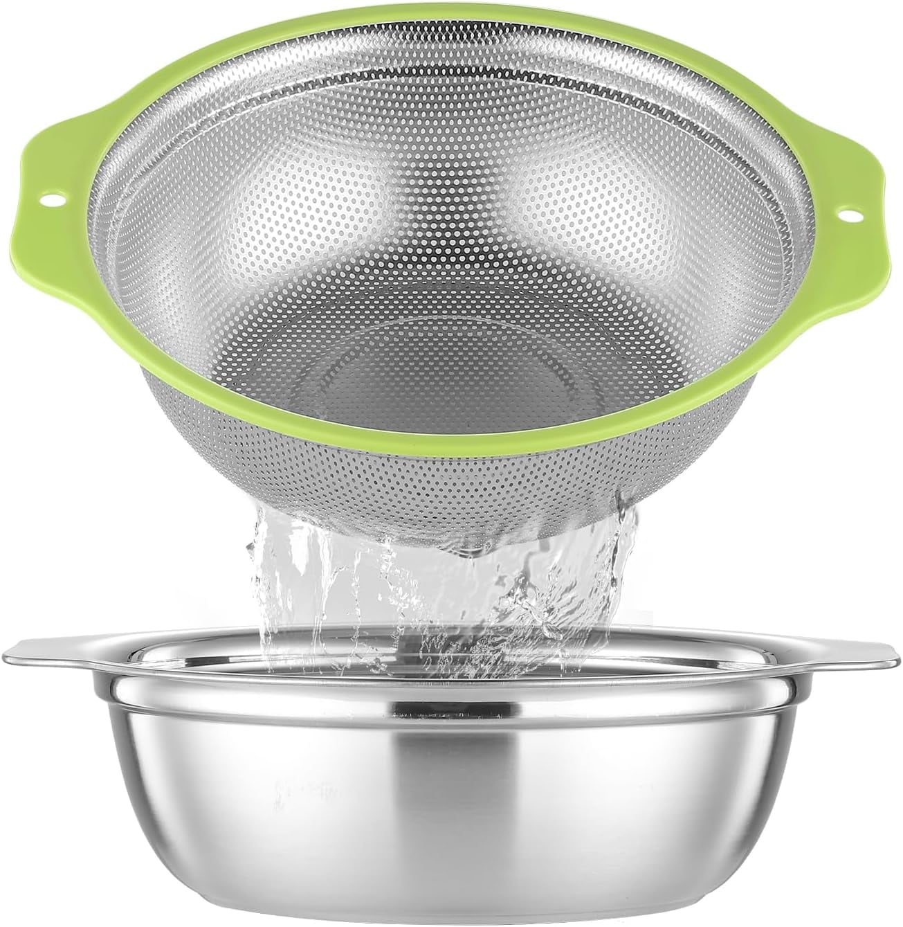 Colander Stainless Steel Microporous, 2QT Rice Strainer with Mixing ...