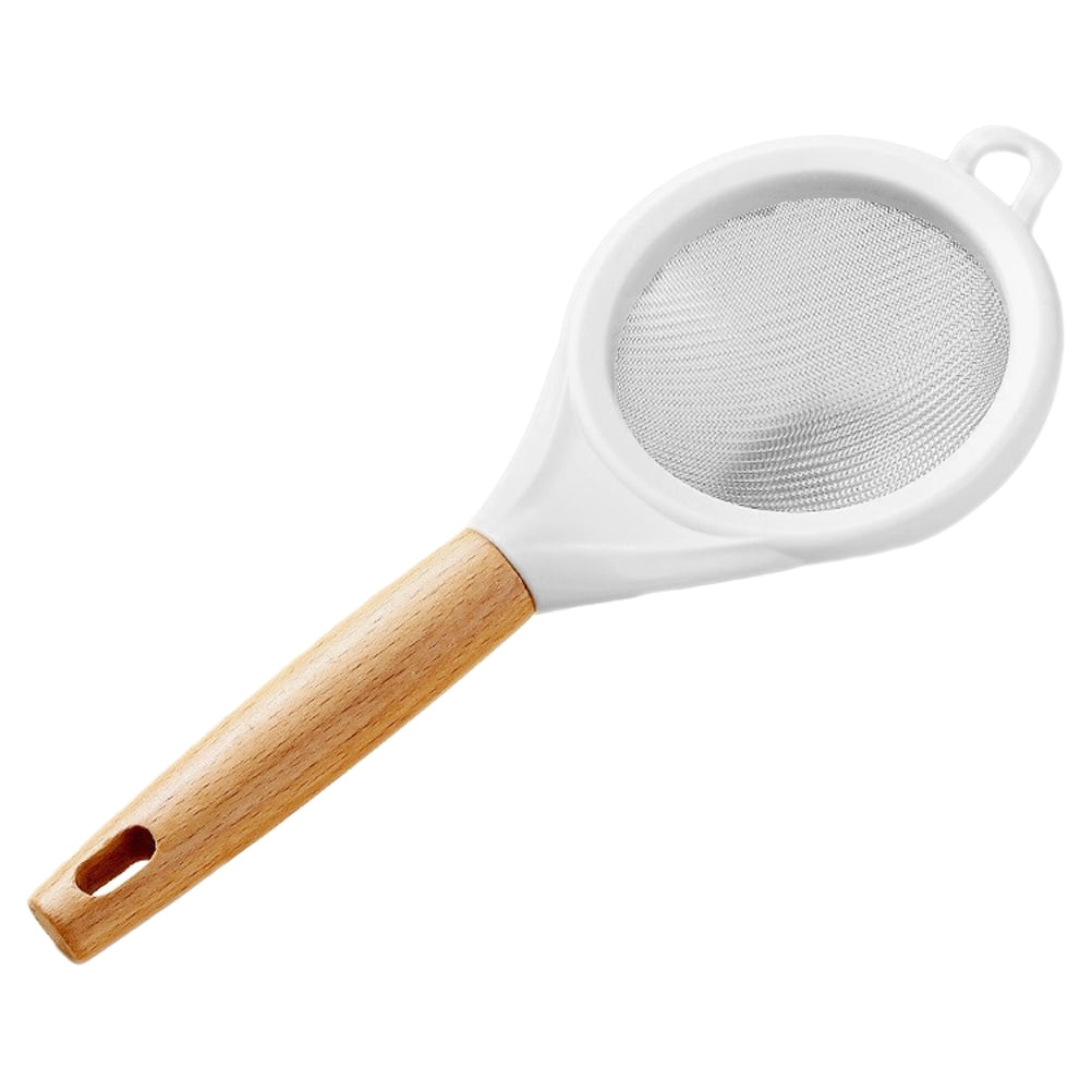 Colander with Wooden Handle Flour Sifter Kitchen Sieve Fine Mesh Sieve ...