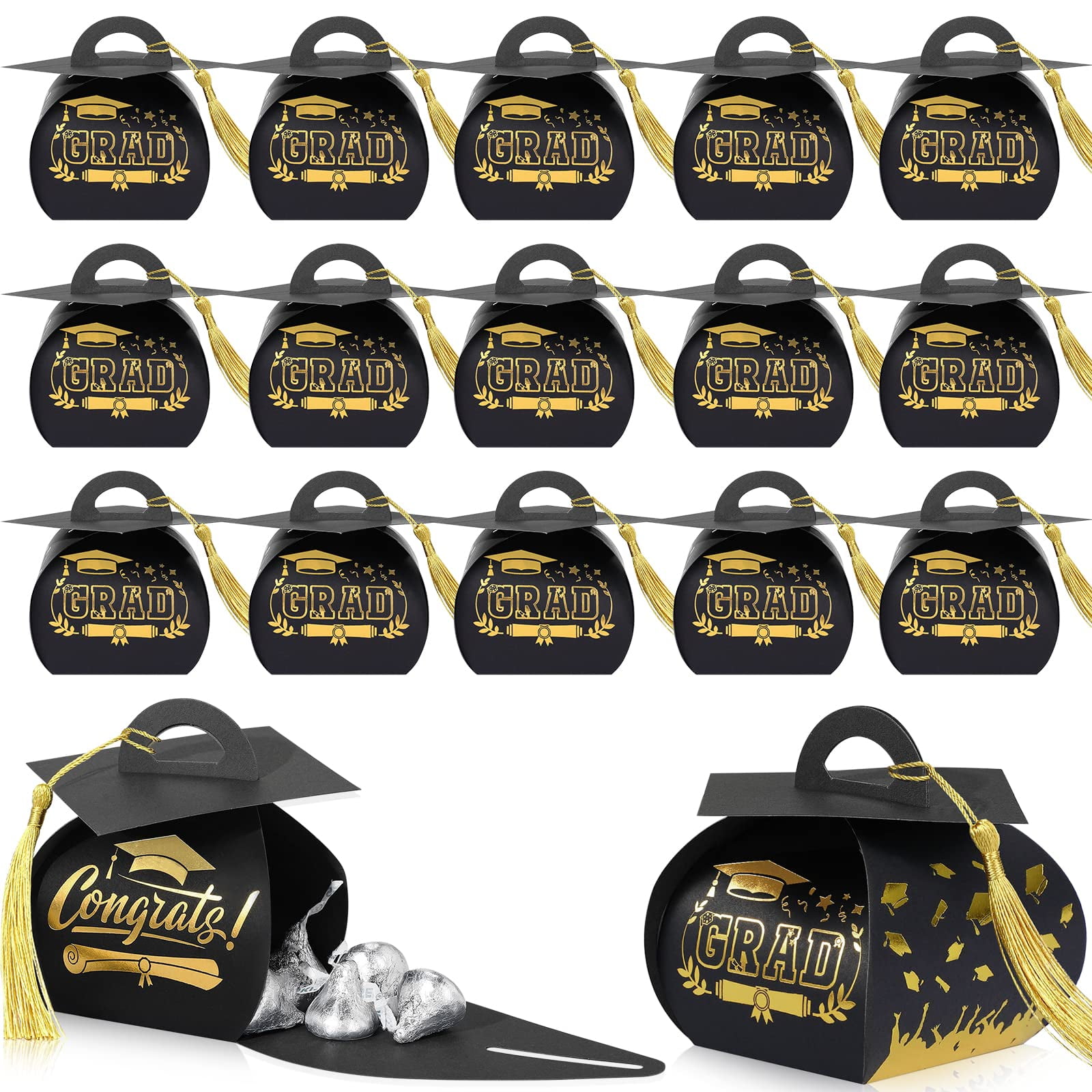 Colarr 100 Pack AJH3 Graduation Cap Candy Box Graduation Party Favors ...