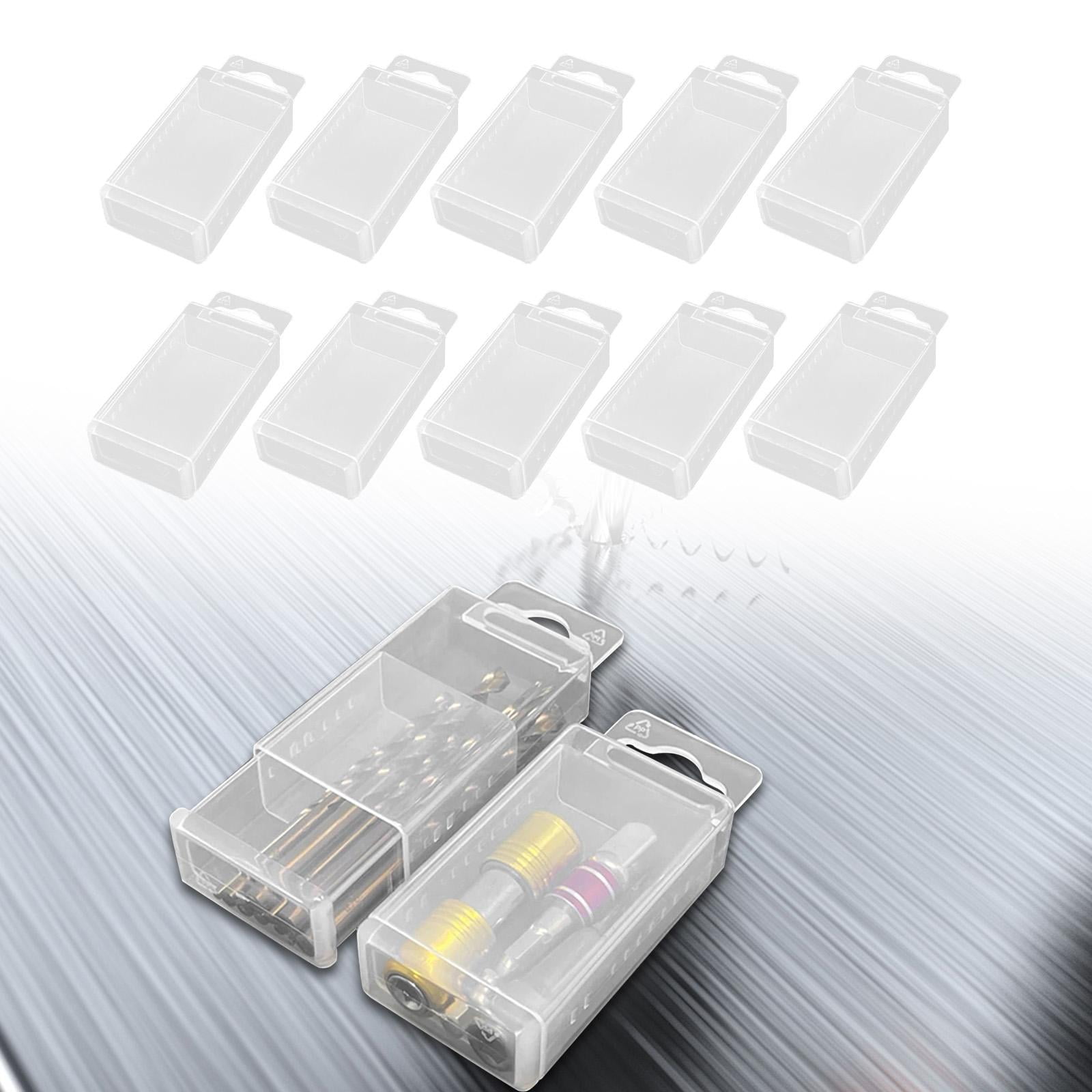 Colaxi 10 Pieces Drill Bit Storage Box Tool Box Parts Telescopic Twist Drill Box Rectangular ...