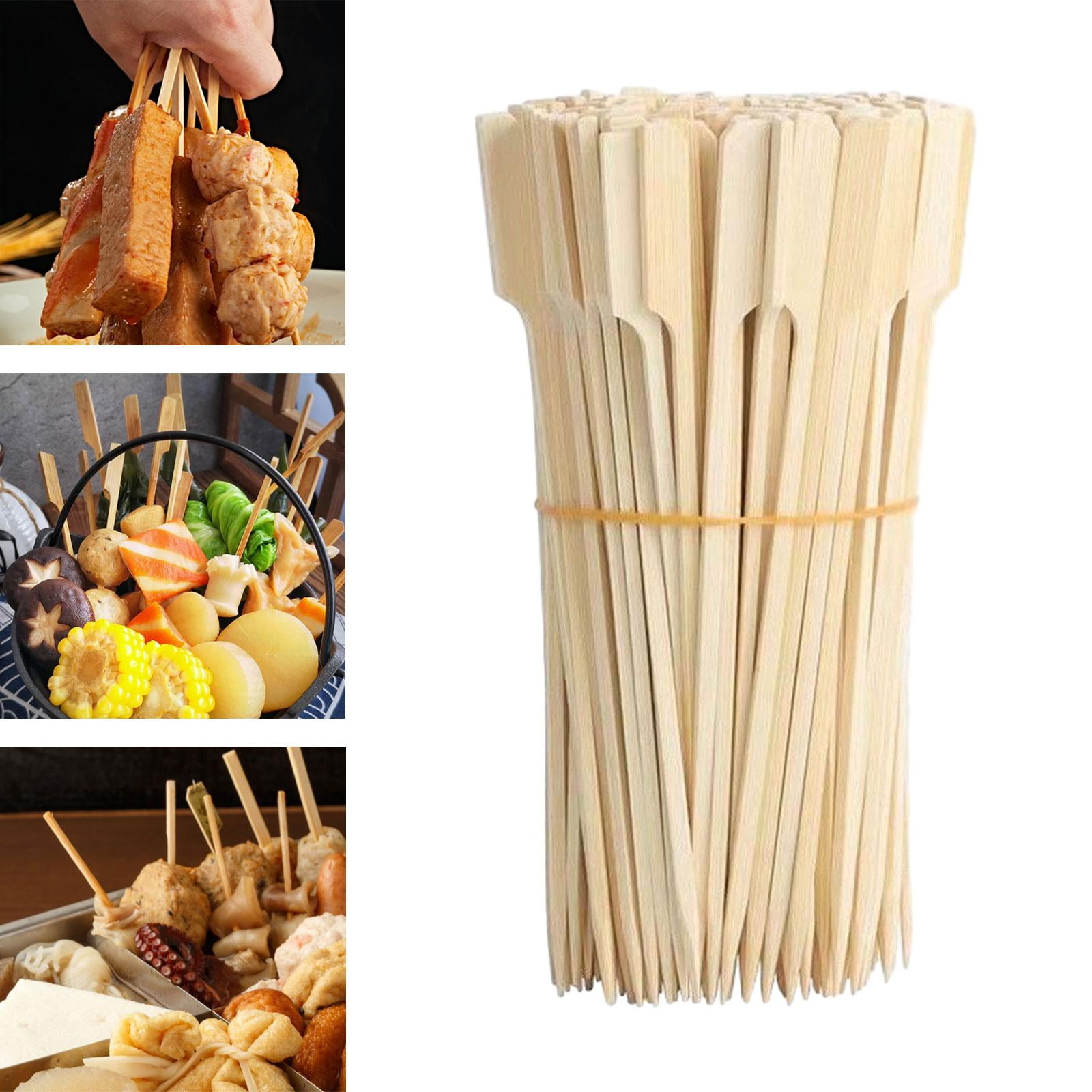 Colaxi 100 Pieces Bamboo Skewers Bamboo Paddle Picks BBQ Accessories ...