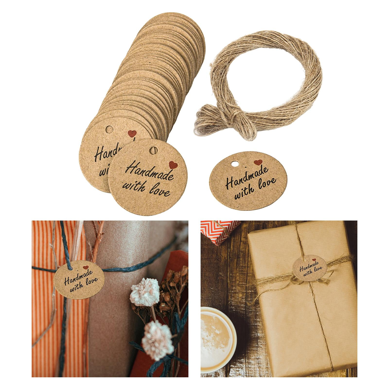 Colaxi 100Pcs Gift Tags Display Tags with Holes Rustic Kraft Paper ...
