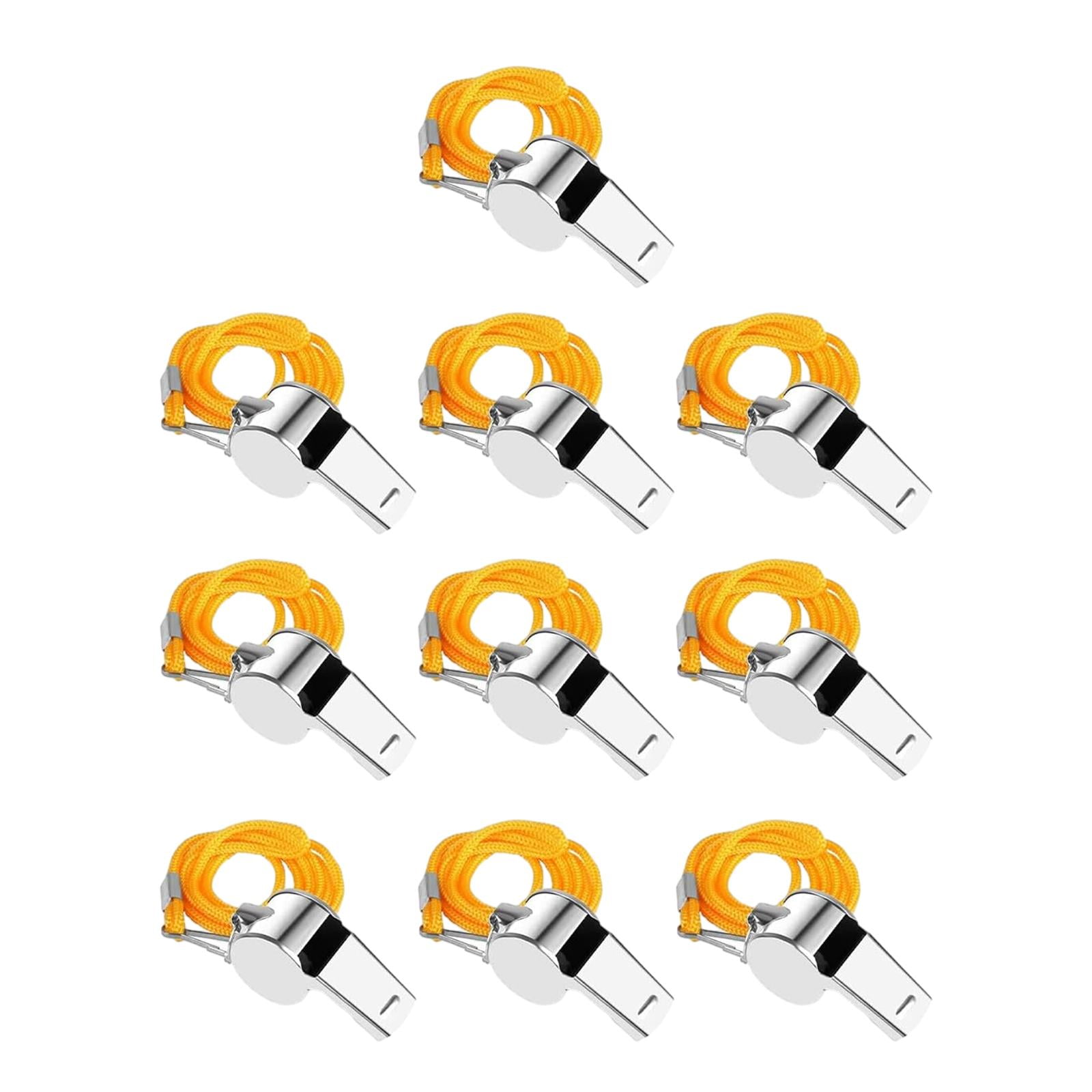 Colaxi 10Pack Stainless Steel Sports Whistles with Lanyard, Loud Crisp ...