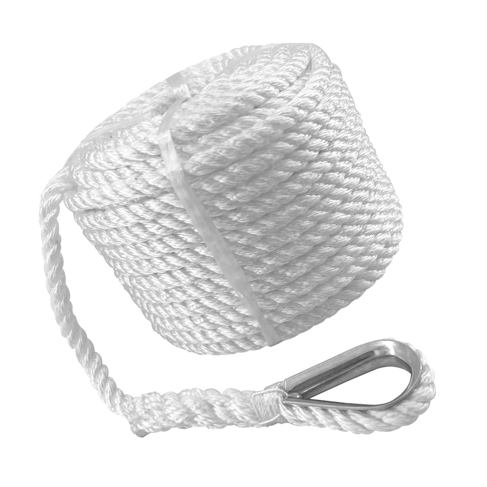 Colaxi Double Braided Nylon Anchor Rope, Stainless Steel Thimble Dock ...