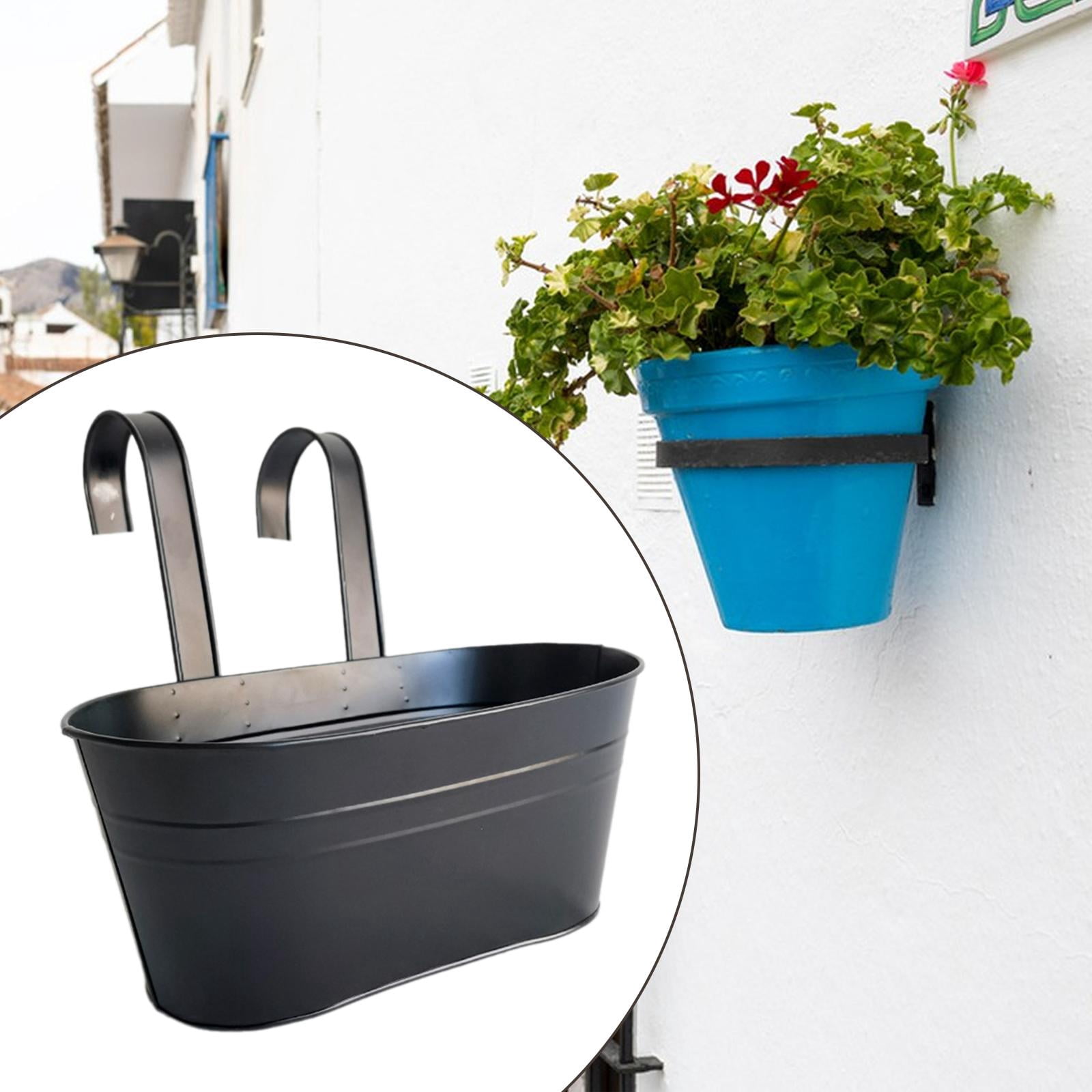 Colaxi Hanging Flower Pot Iron Bucket Planter Yard Patio Fence Railing ...