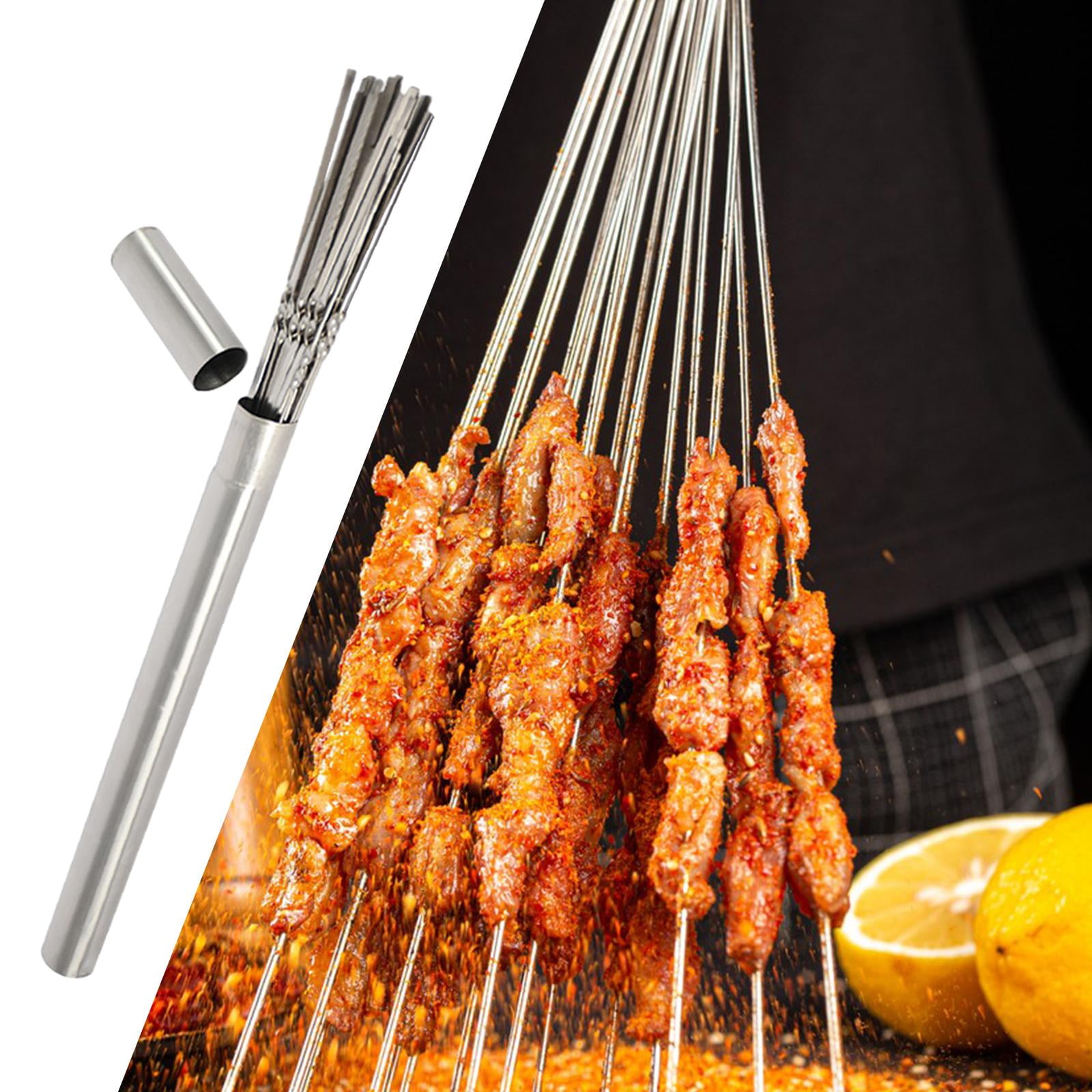 Colaxi Kabob Skewers BBQ Barbecue Sticks 50 Pieces Outdoor Cooking Flat Long Shish Kebab Skewers ...