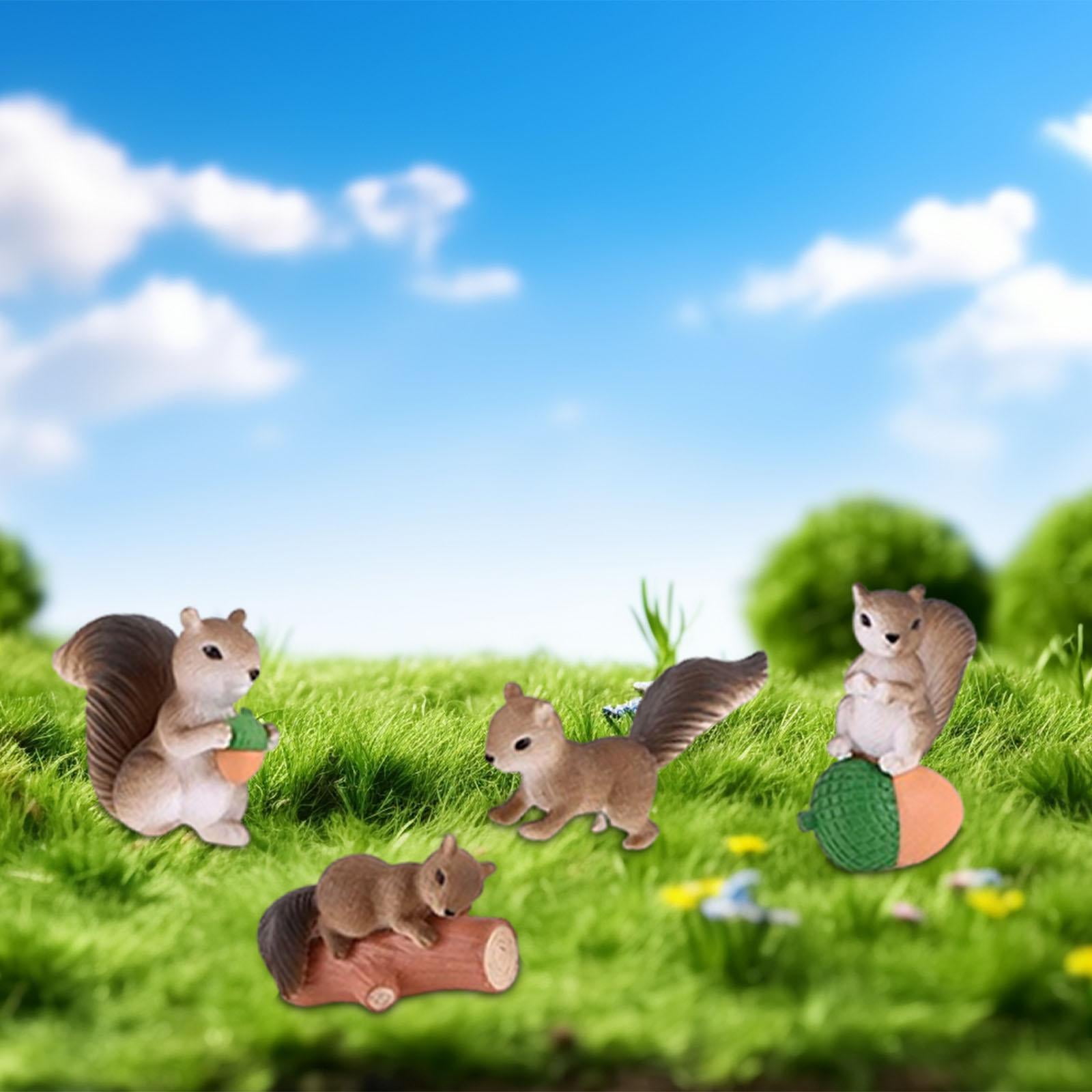 Colaxi Mini Squirrel Animal Figurines Miniature Squirrel Garden Statue ...
