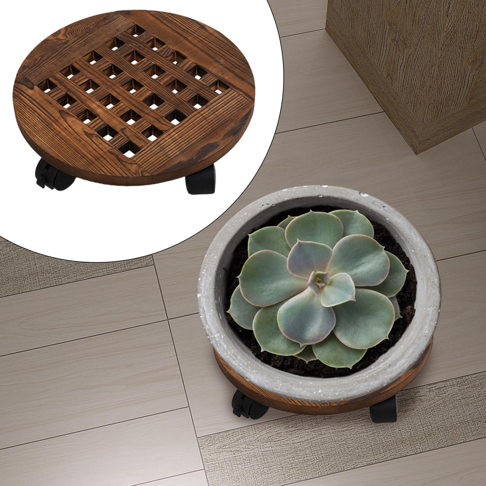 Colaxi Planter Flower Pot Mover Pallet Sturdy Brown Rolling Plant Stand ...