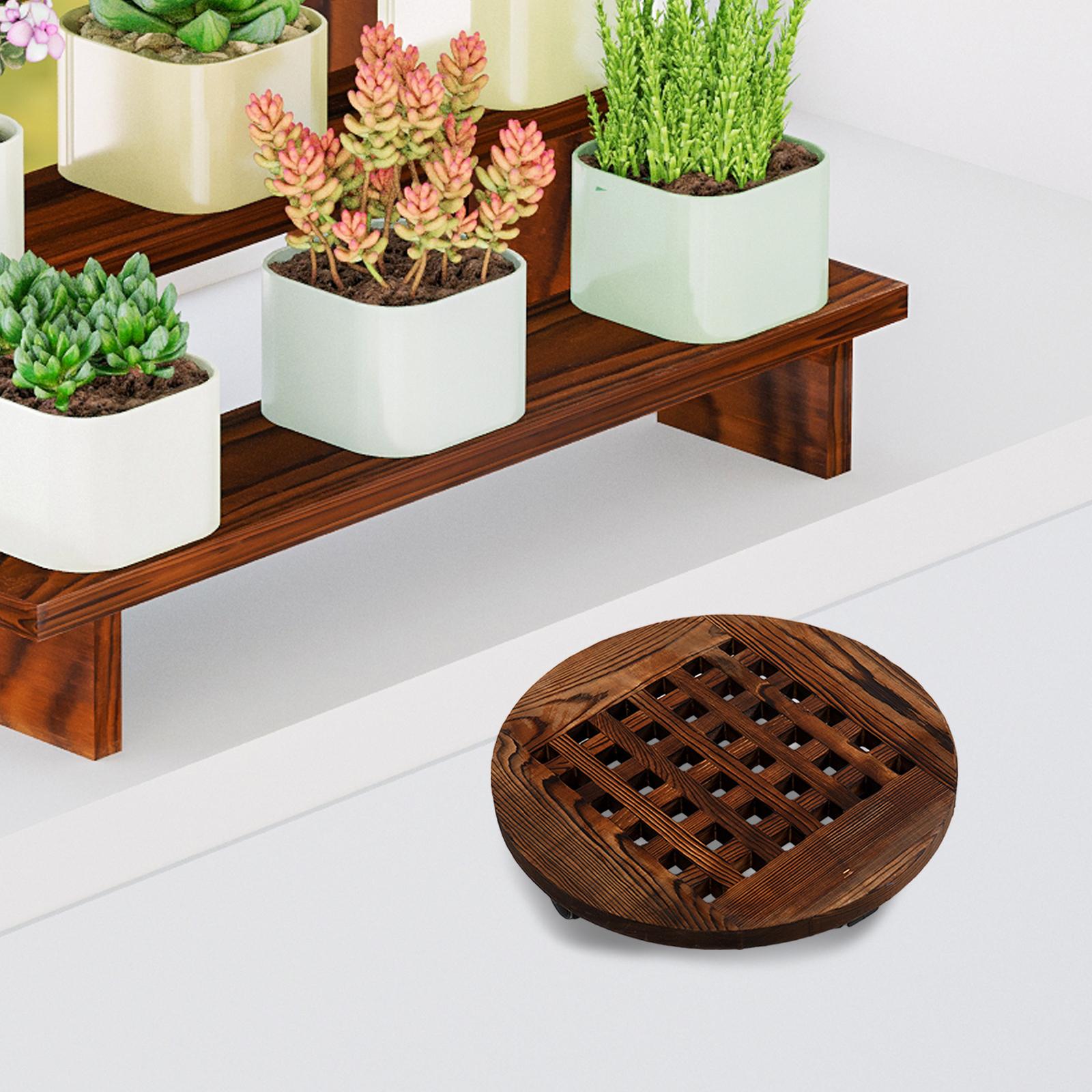 Colaxi Planter Flower Pot Mover Pallet Sturdy Brown Rolling Plant Stand ...