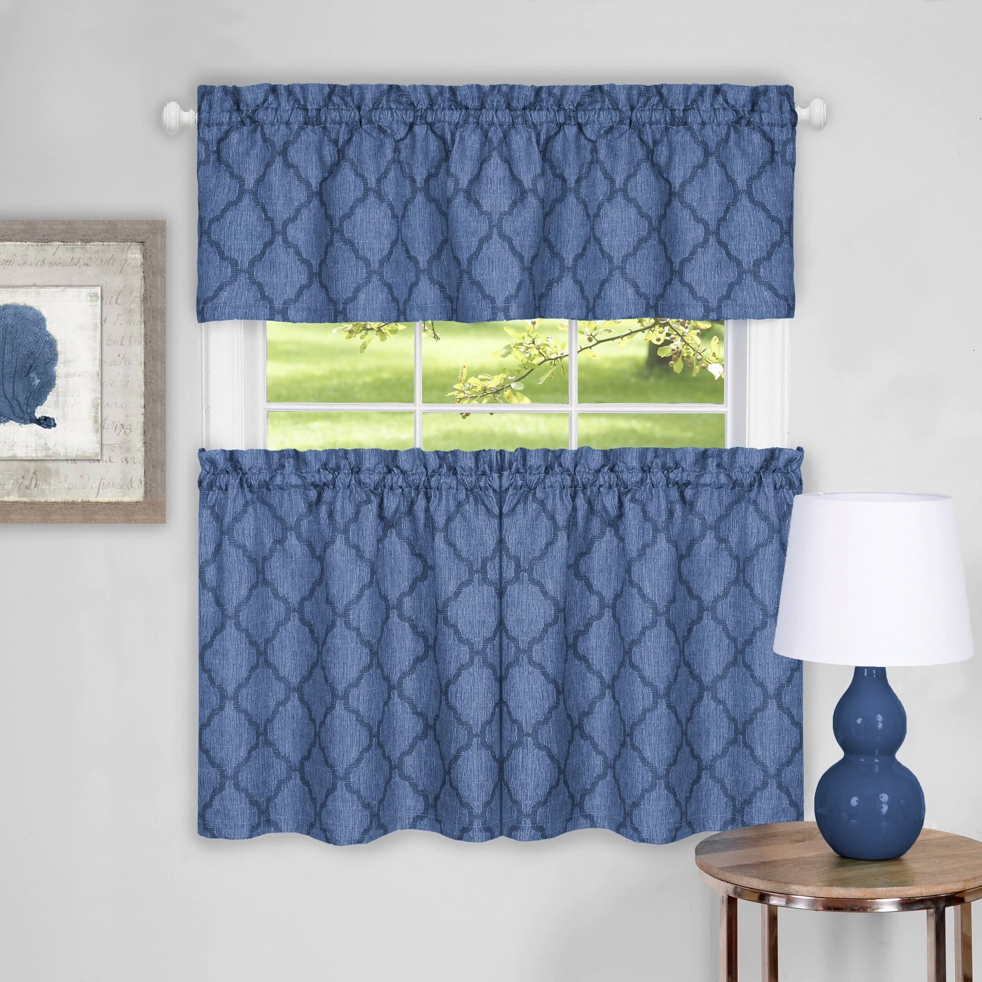 Colby 36" Tier and 14" Valance Kitchen Window Curtain Set - Walmart.com
