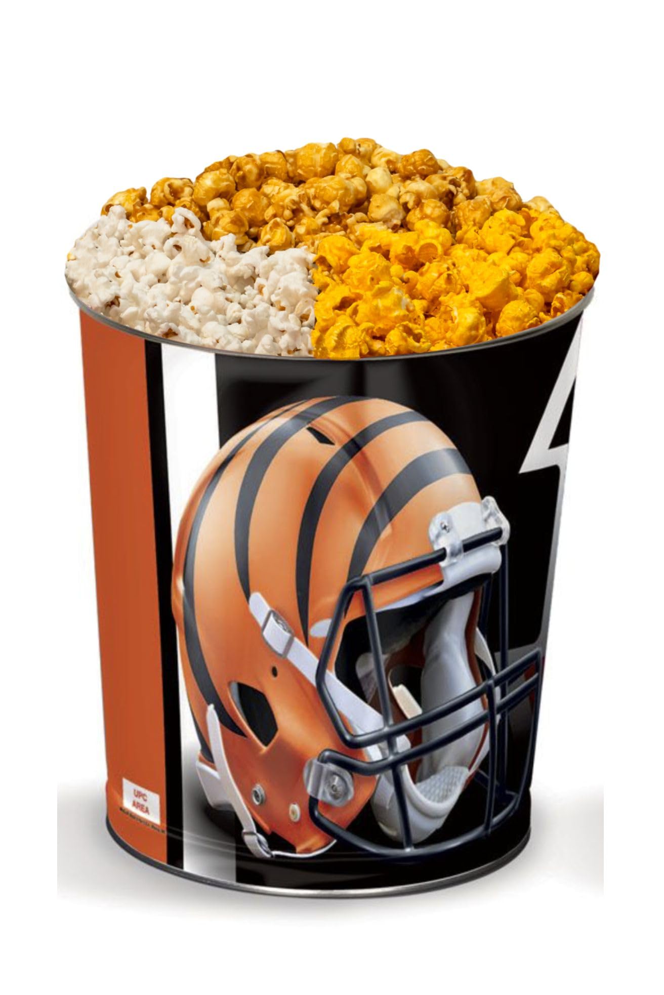 Colby Ridge 3 Way Football Popcorn Tin - White, Caramel, and Cheese ...