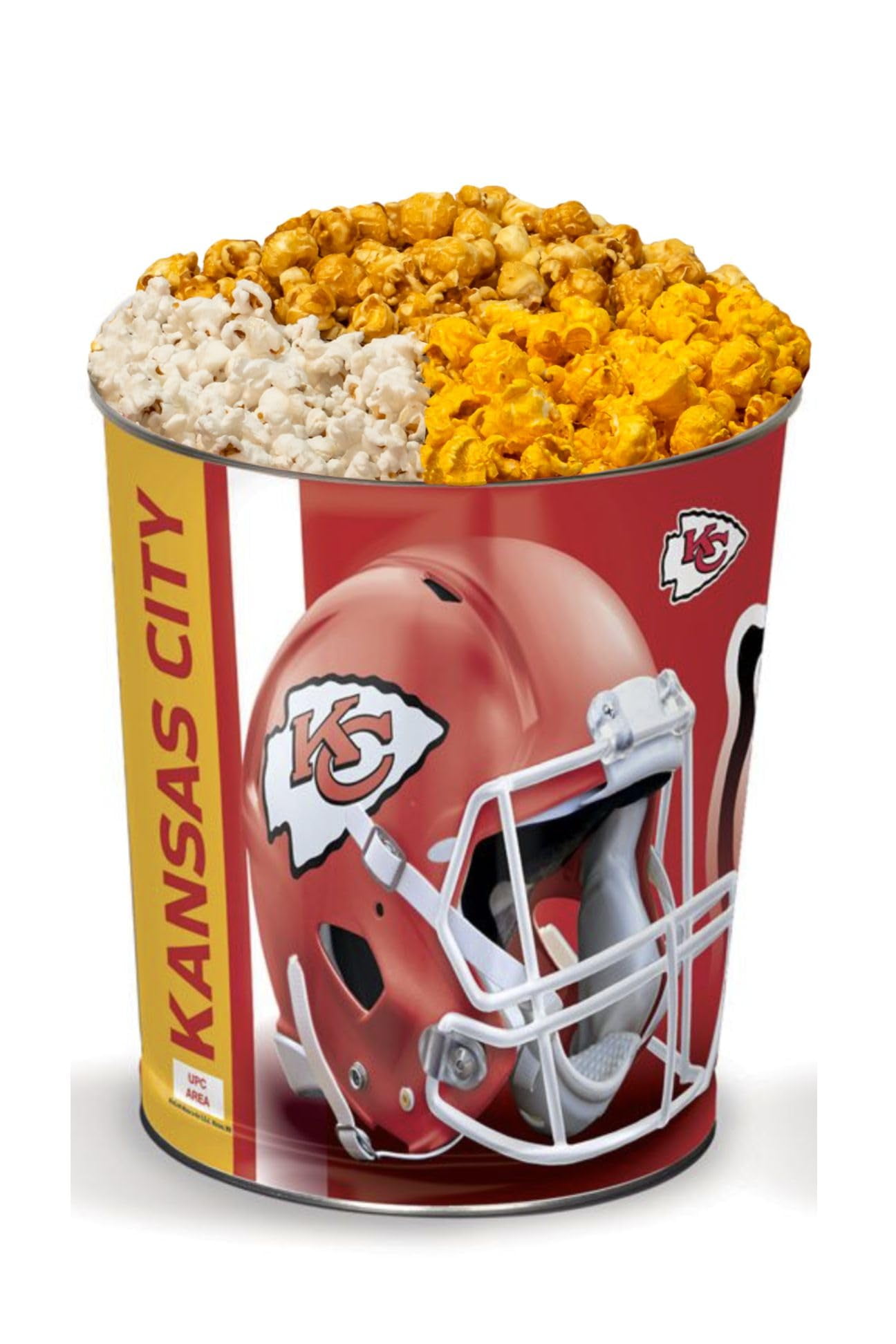 Colby Ridge 3 Way Football Popcorn Tin - White, Caramel, and Cheese ...