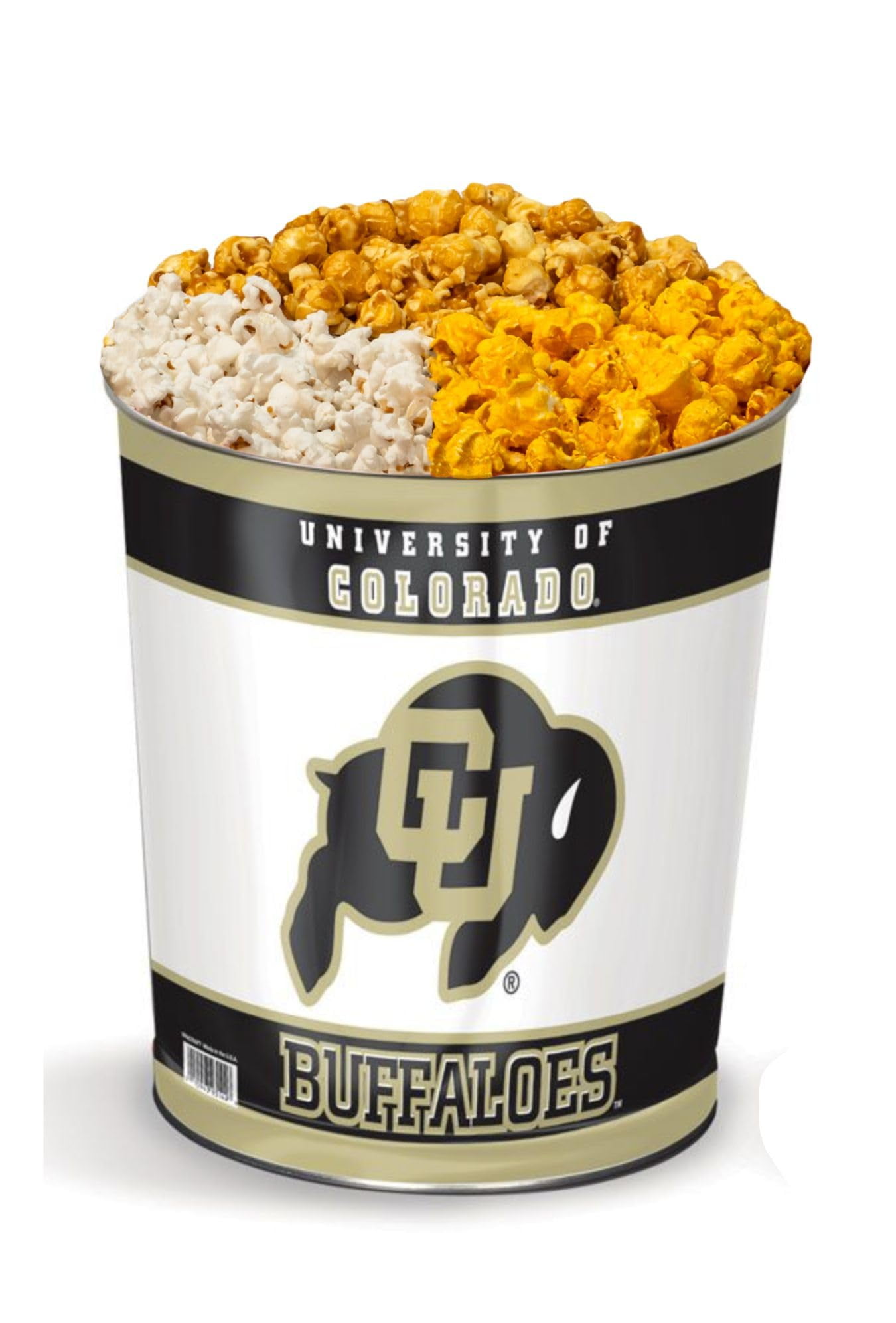Colby Ridge 3 Way Football Popcorn Tin - White, Caramel, and Cheese ...