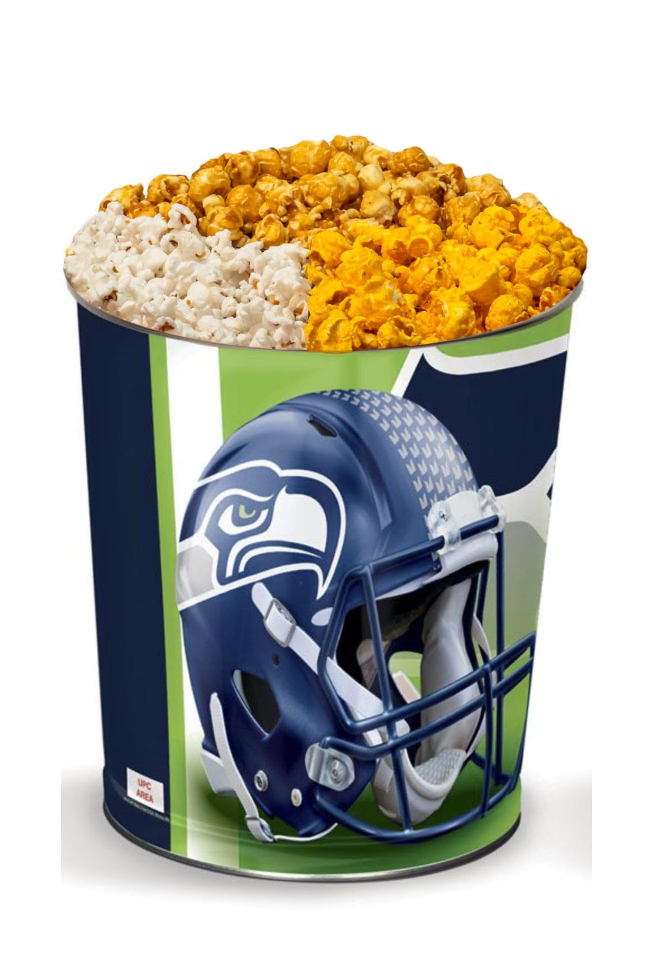 Colby Ridge 3 Way Football Popcorn Tin - White, Caramel, and Cheese ...