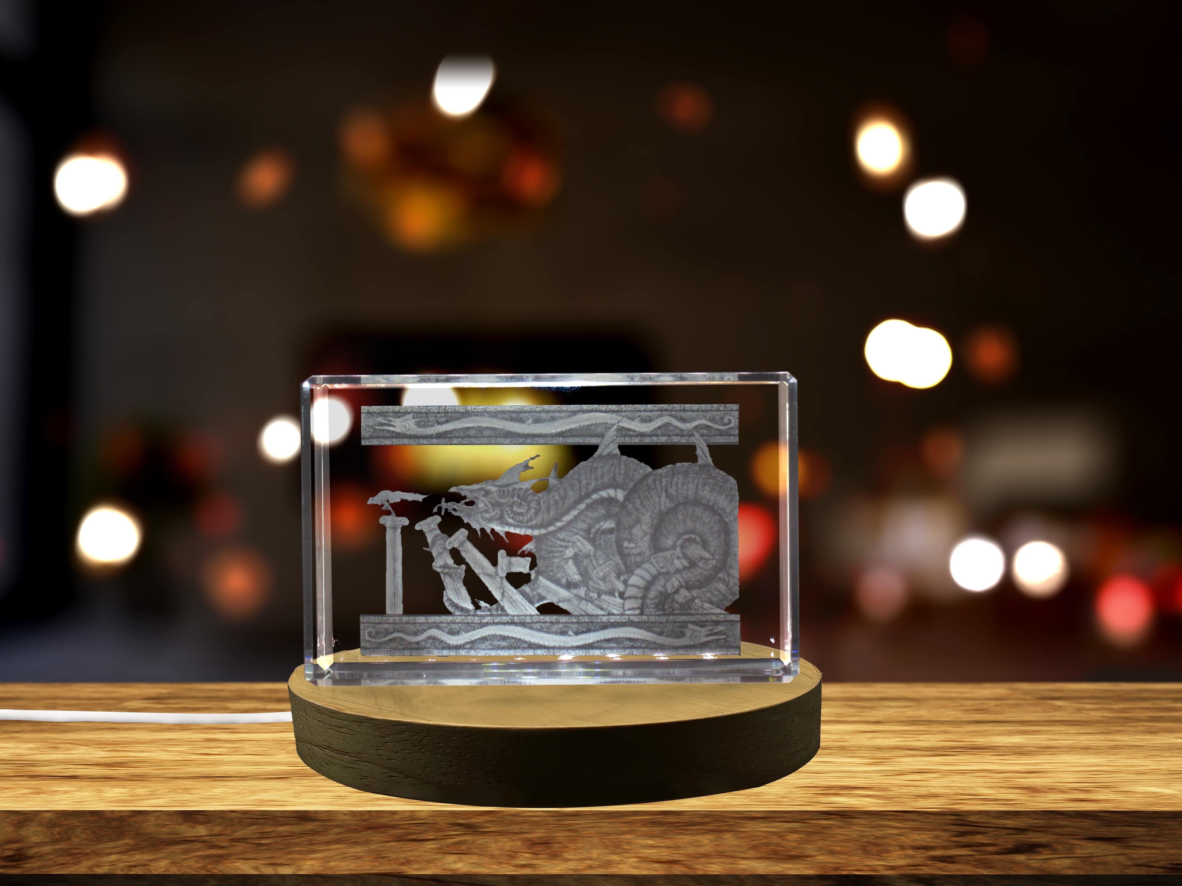 Colchian Dragon 3D Engraved Crystal 3D Engraved Crystal Keepsake/Gift ...