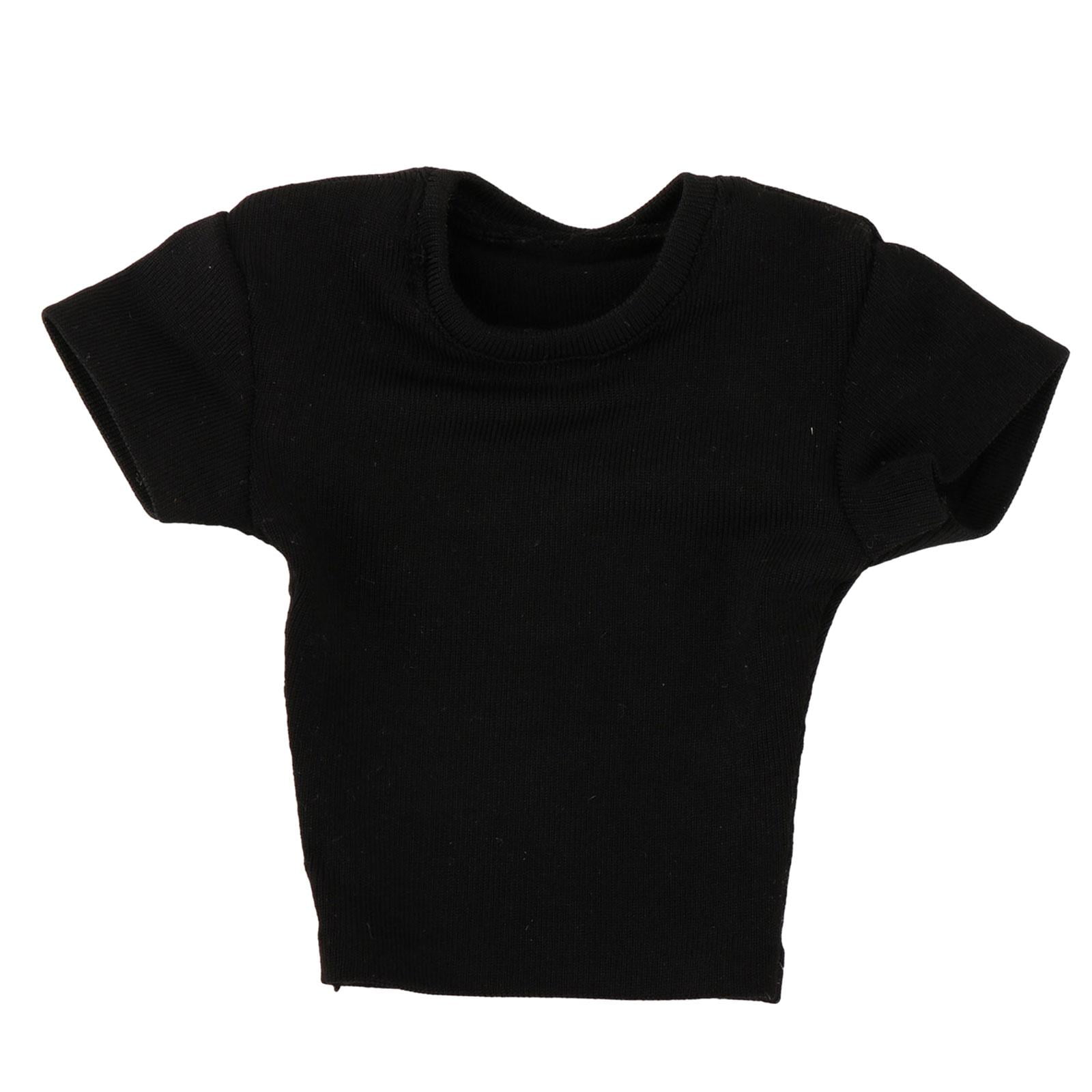 Colcolo 1/6 Action Figures Tight T-shirt 12 inch Male Figure Clothing Handmade Miniature black ...