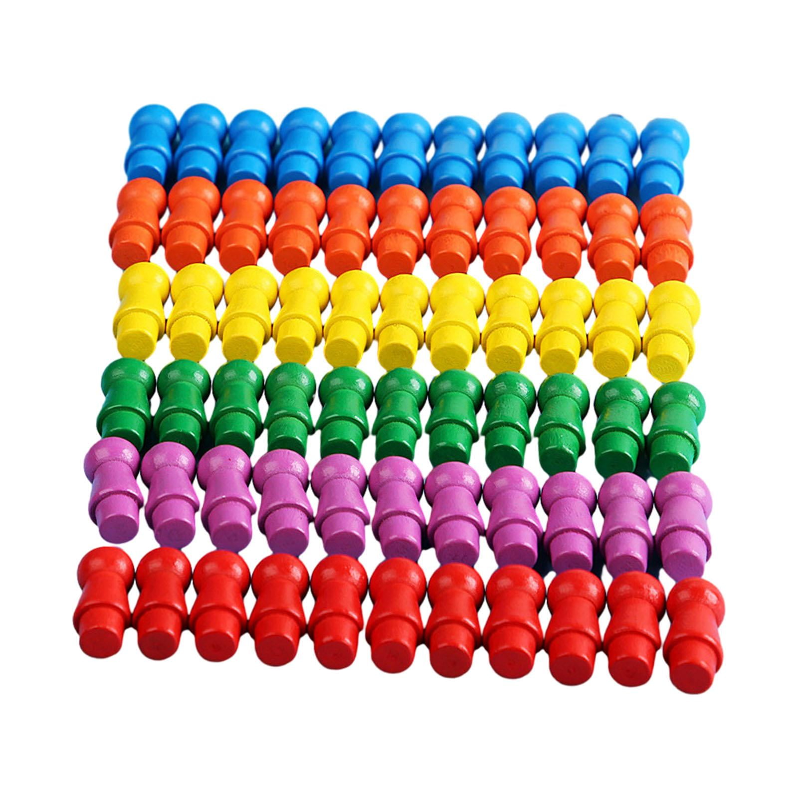 Colcolo 66 Pieces Multicolor Game Pawns Wooden Replacement Chess Piece ...